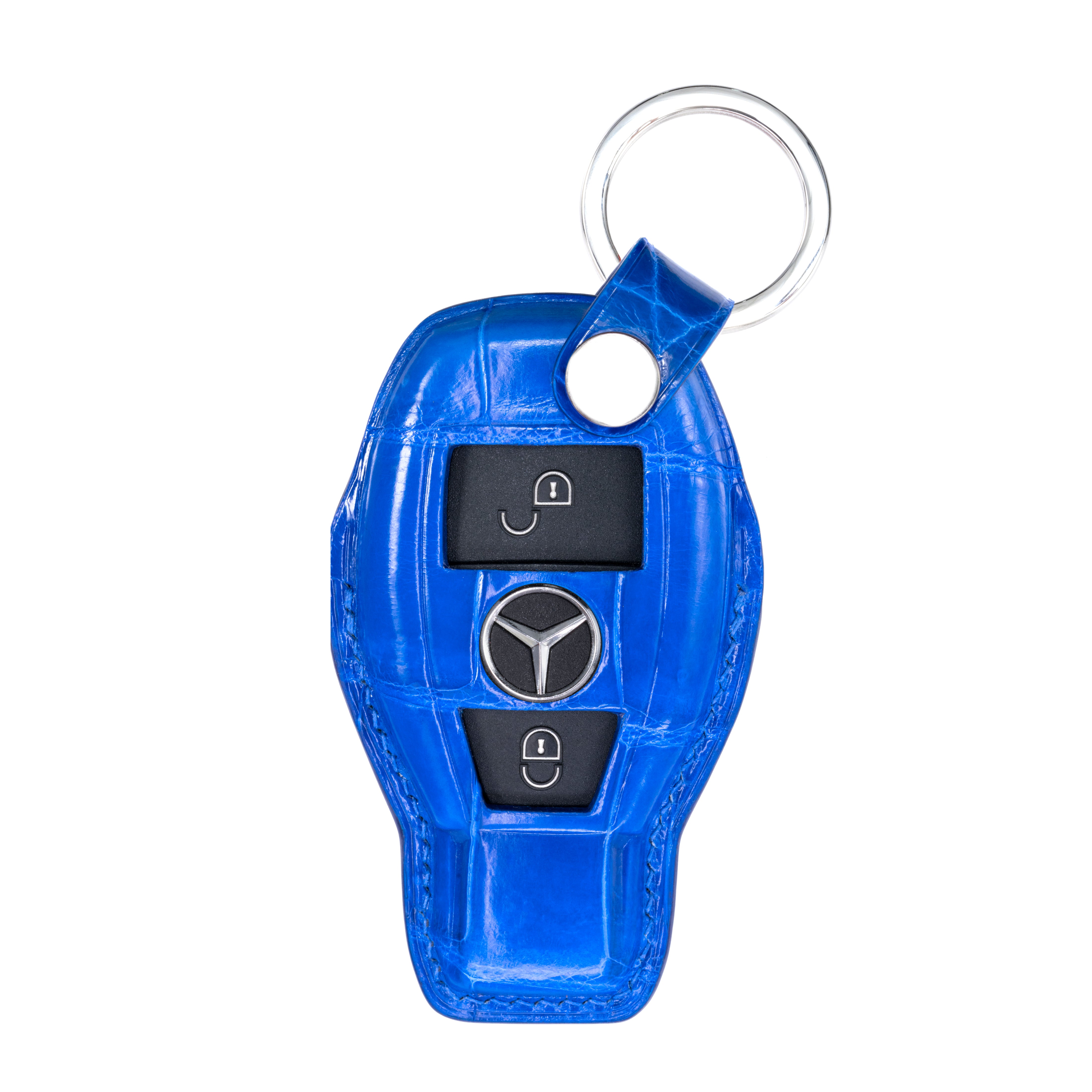 Mercedes 2 Buttons Key Fob Cover in Blue Crocodile – Solitaire Official