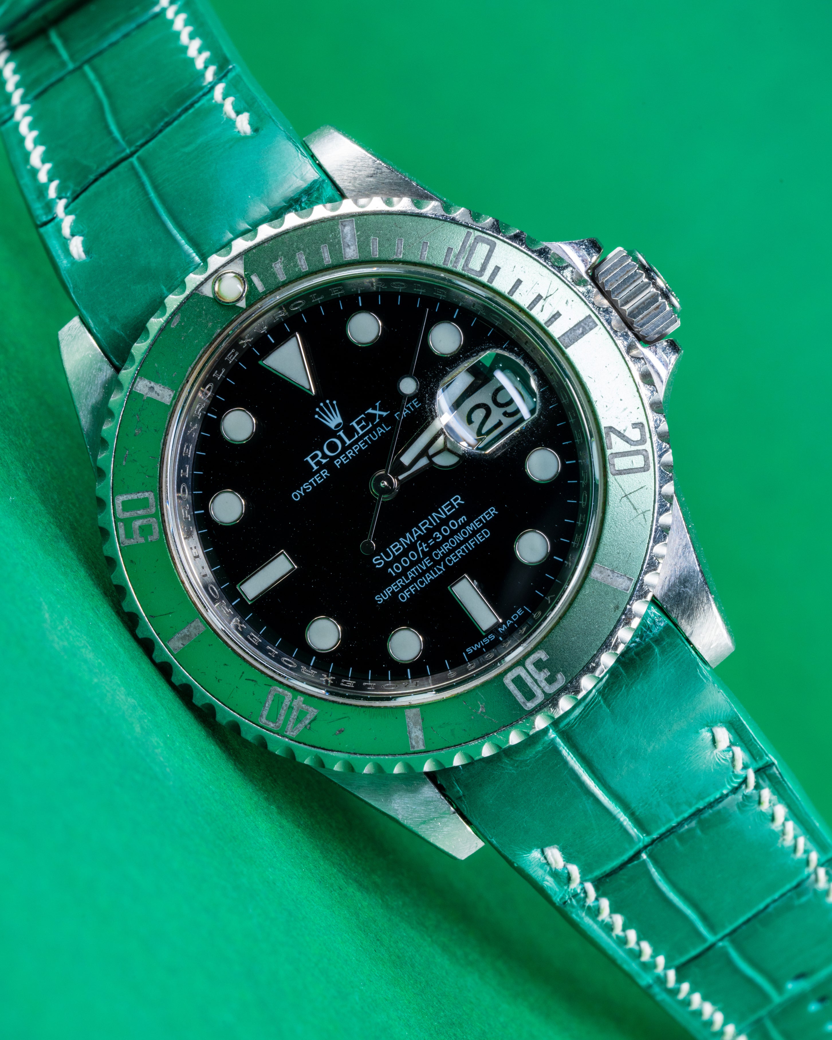 Bespoke Watch Strap in Emerald Green Crocodile – Solitaire Official