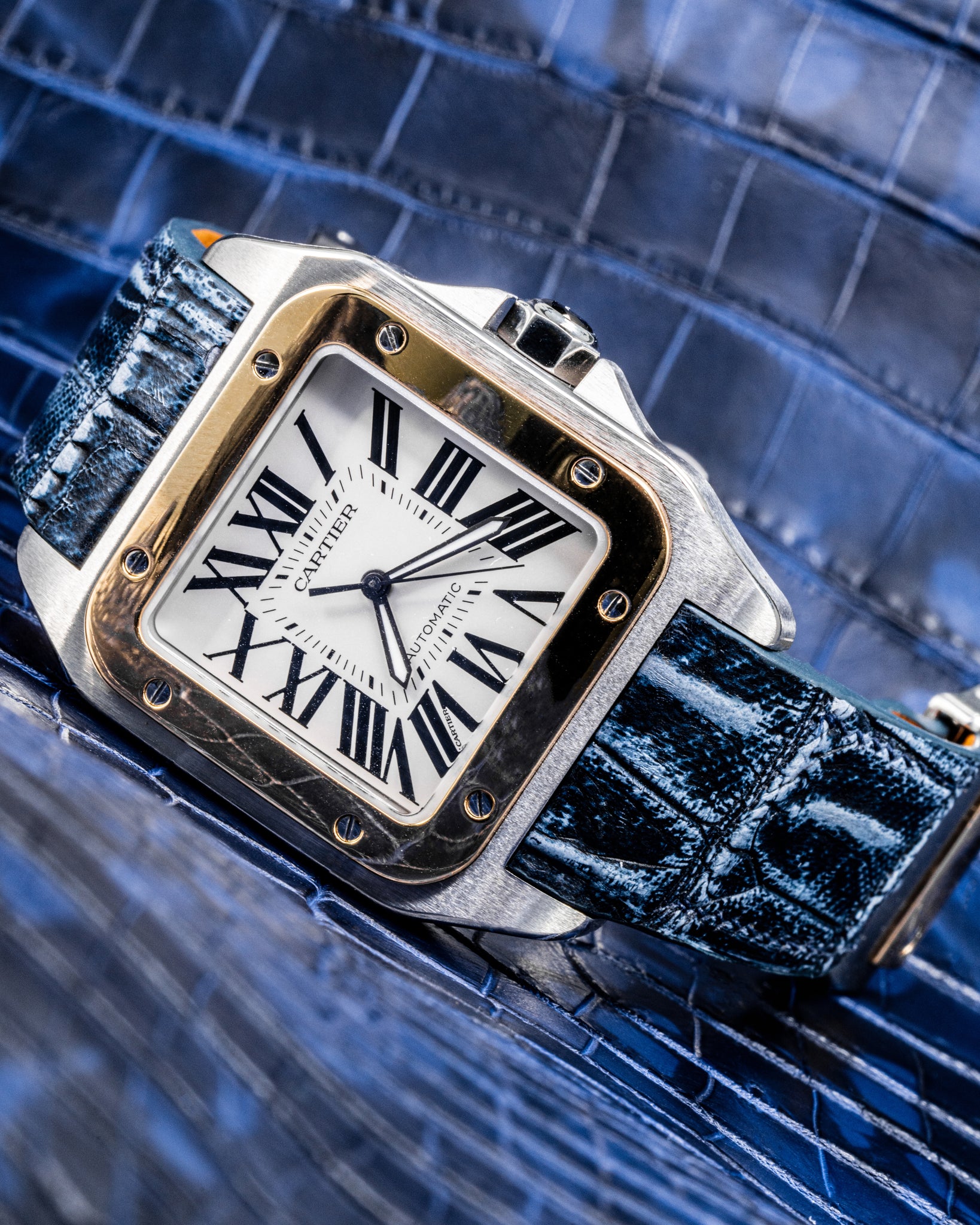 Bespoke Watch Strap in Denim Crocodile – Solitaire Official