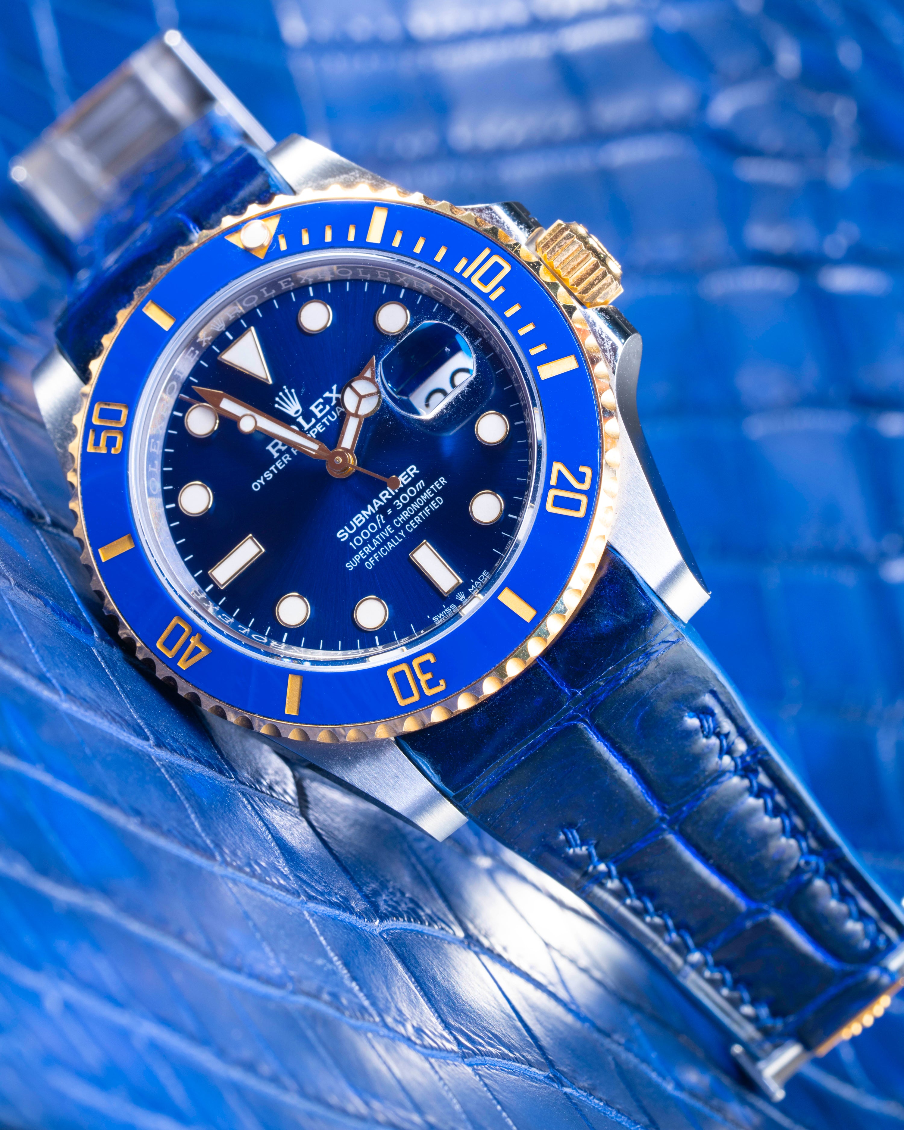 Bespoke Watch Strap in Electric Blue Crocodile – Solitaire Official