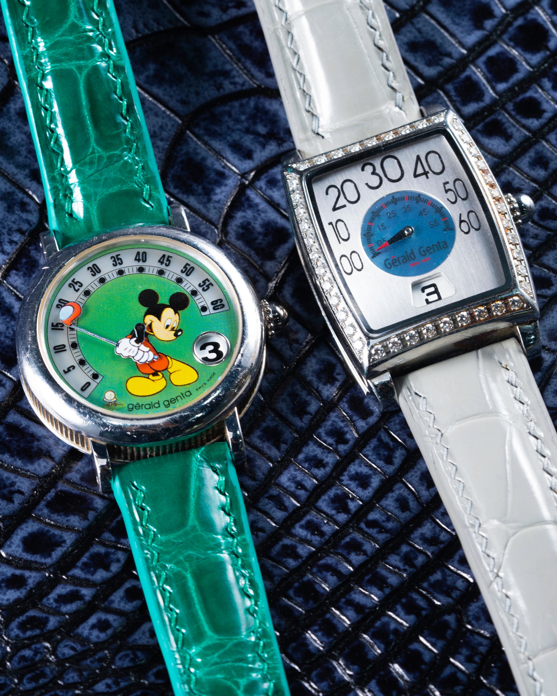 Bespoke Watch Strap in Emerald Green & Rhino Grey Crocodile – Solitaire ...