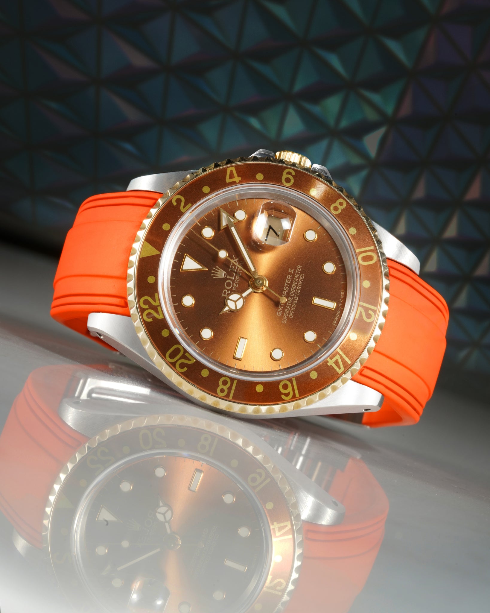 Solitaire Rubber straps in Zesty Orange for Rolex GMT-Master II 116713 ...