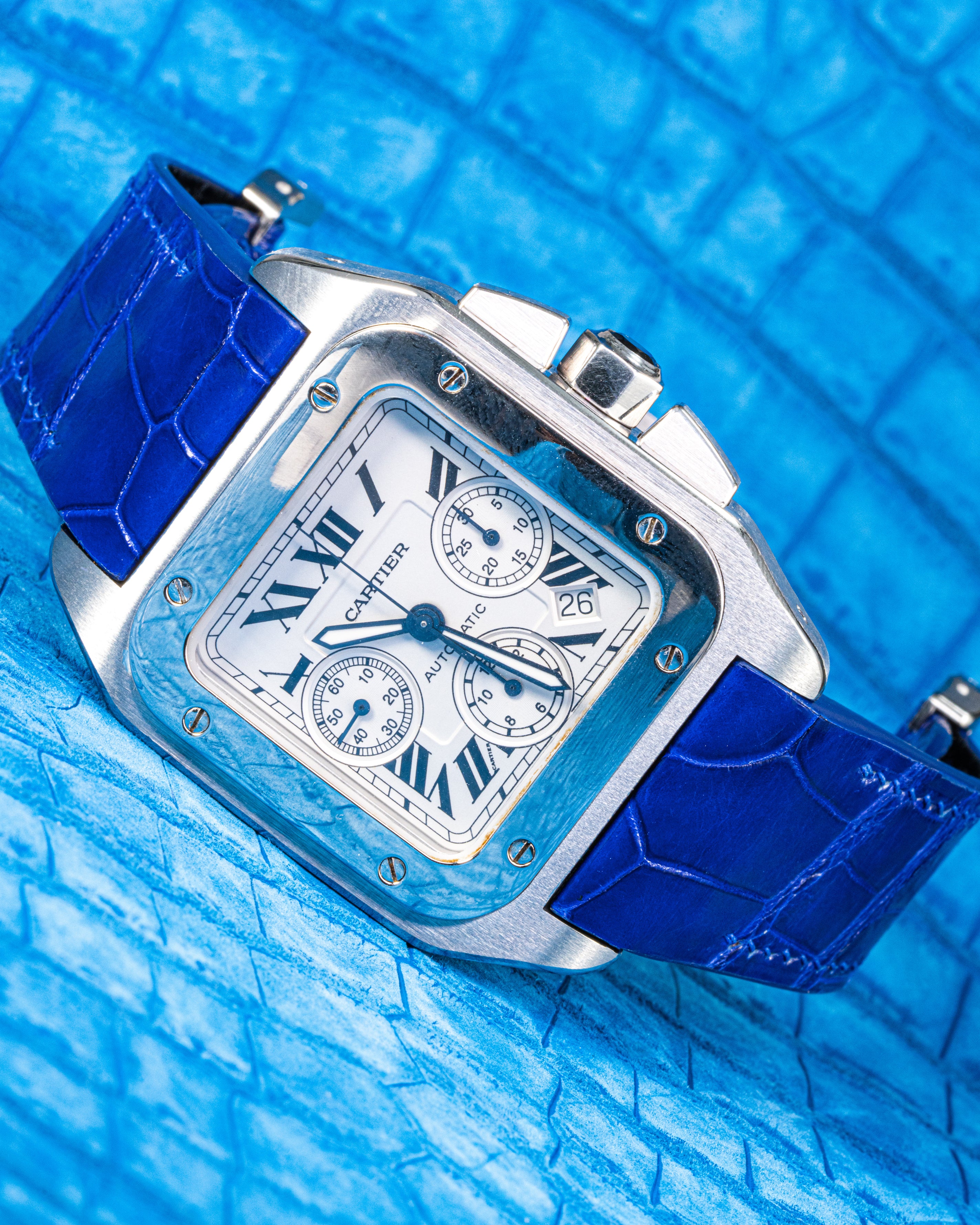 Bespoke Watch Strap in Electric Blue Crocodile – Solitaire Official