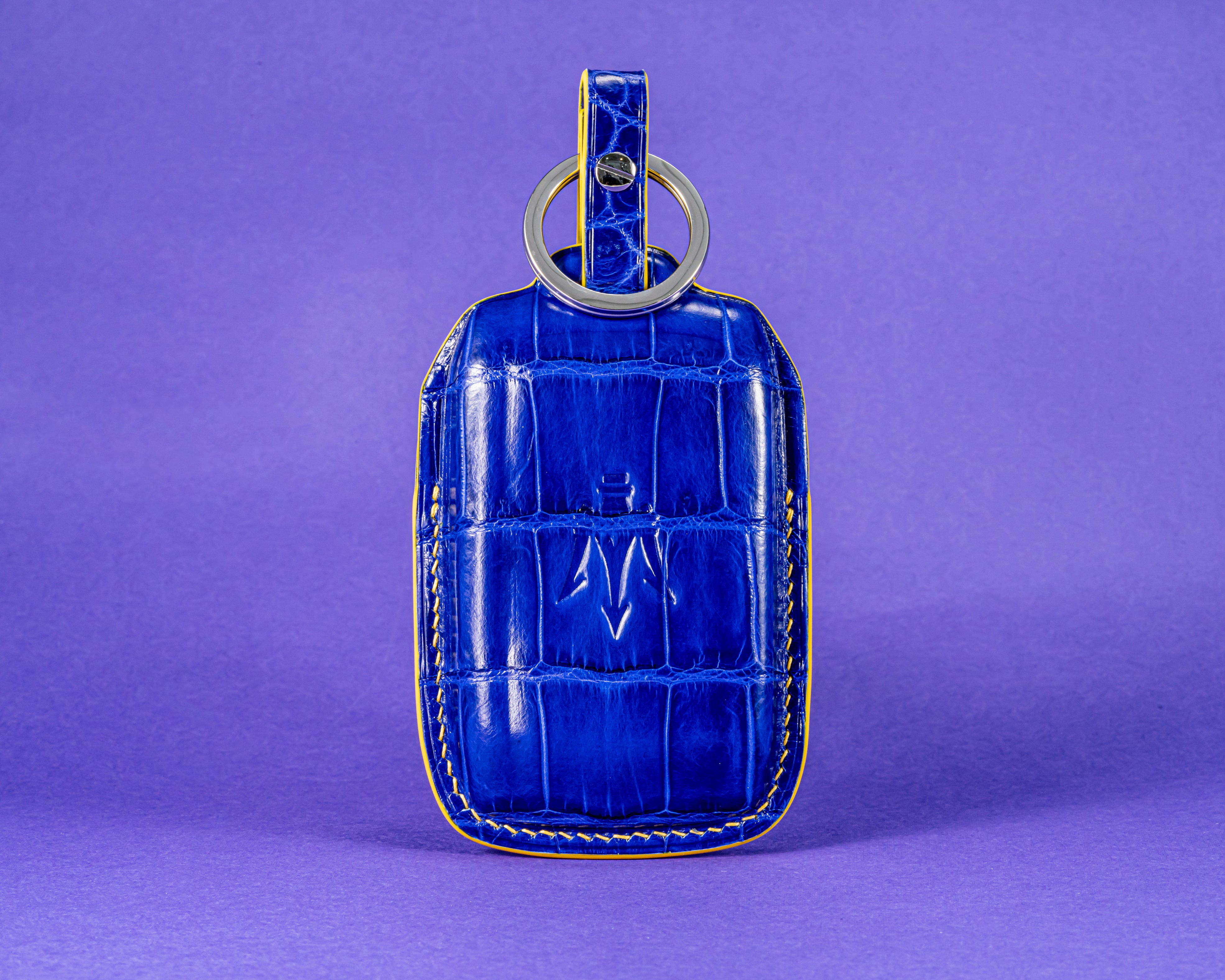 Bespoke Key Fob Cover in Electric Blue Crocodile – Solitaire Official