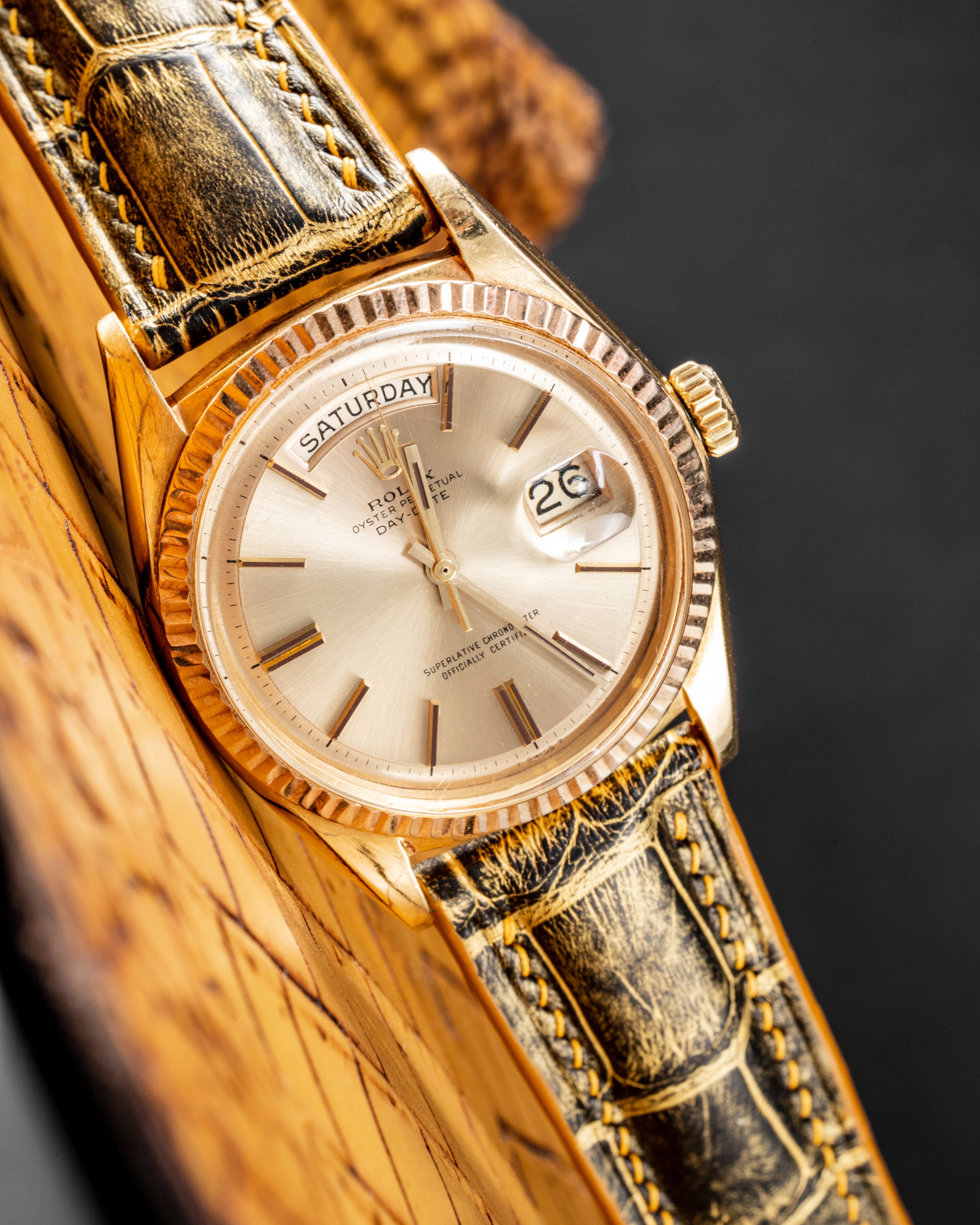 Bespoke Watch Strap in Gold Brushed Alligator – Solitaire Official