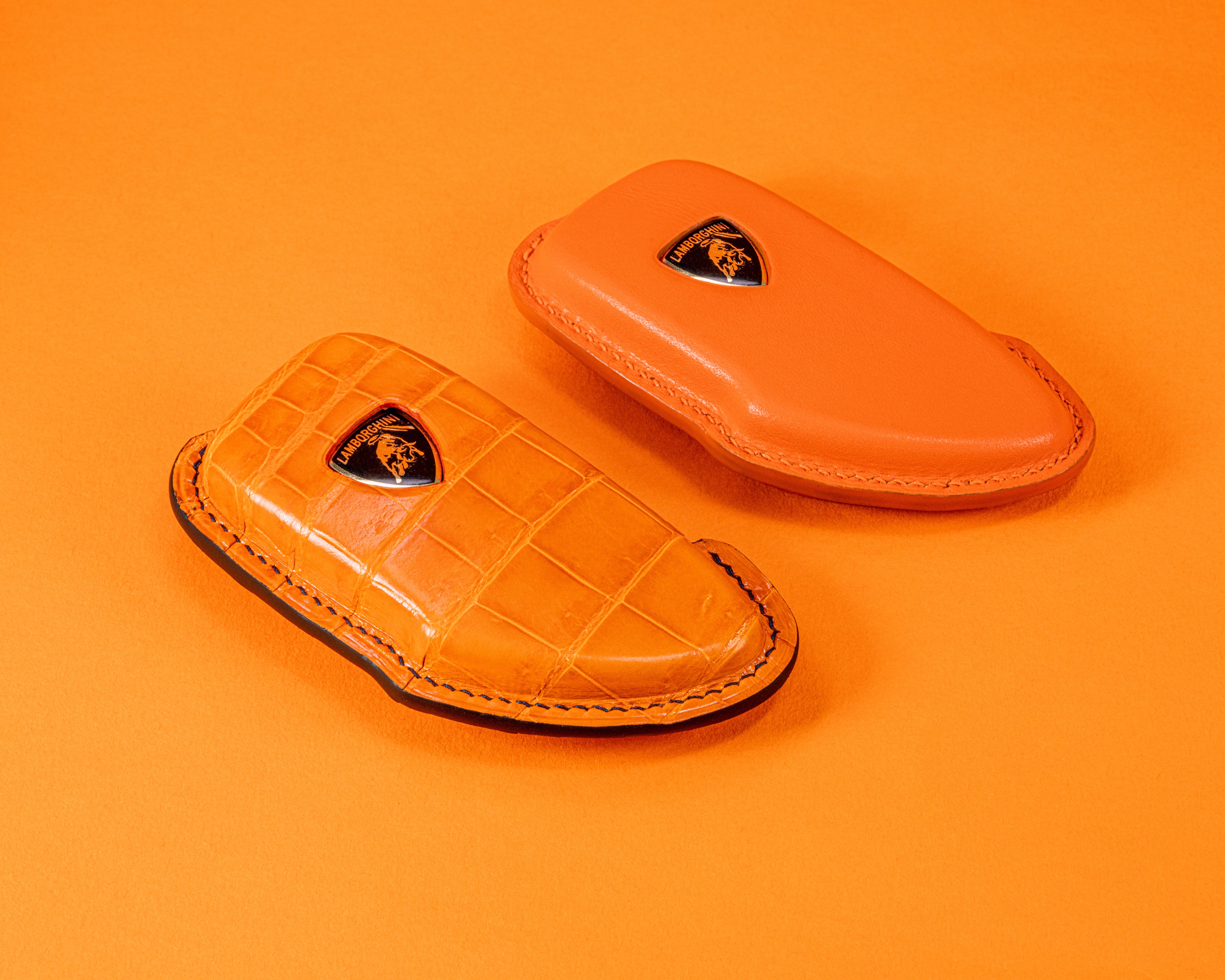 Bespoke Key Fob Cover in Orange Crocodile and Orange Nappa – Solitaire ...