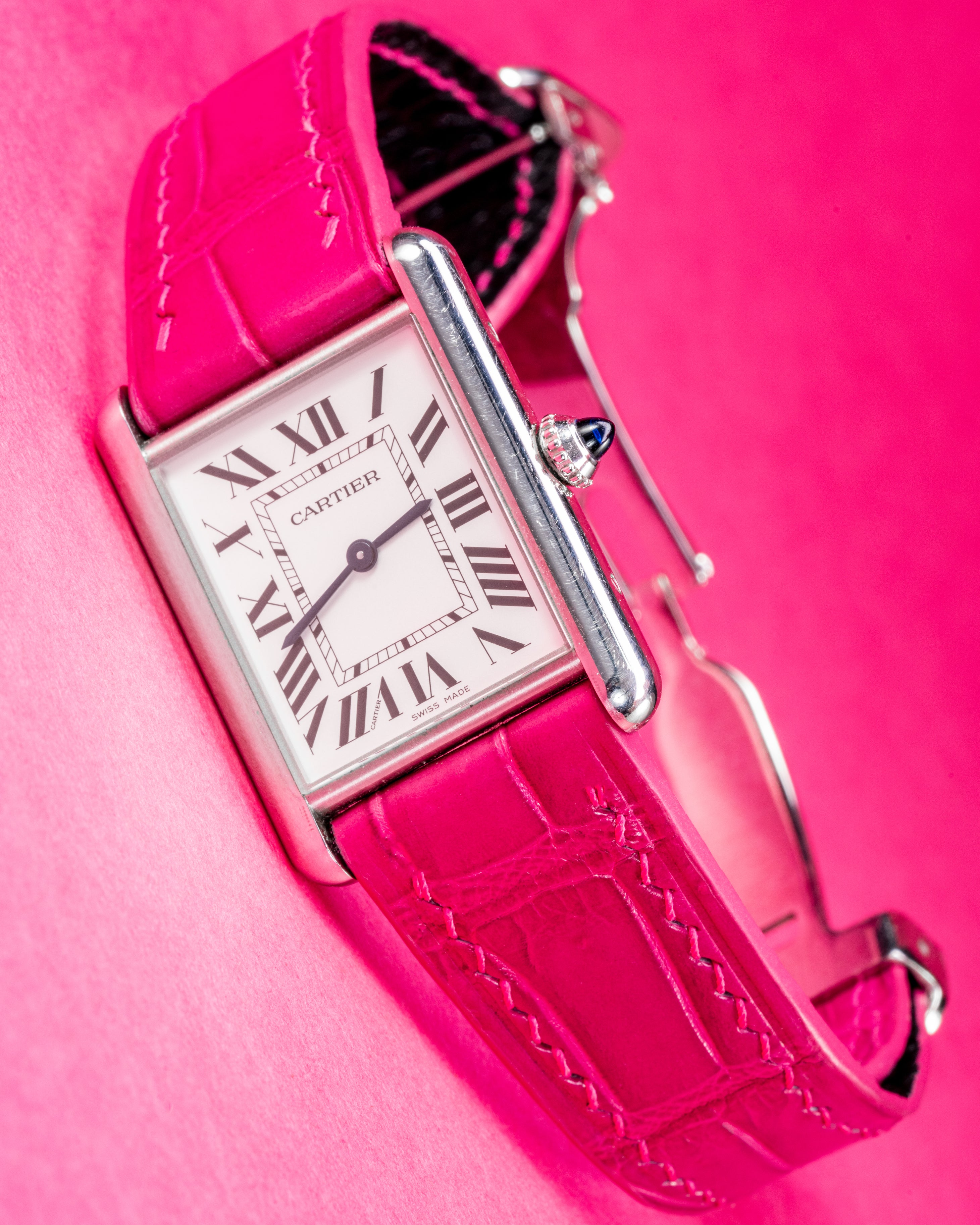 Bespoke Watch Strap in Fuchsia Pink Crocodile – Solitaire Official