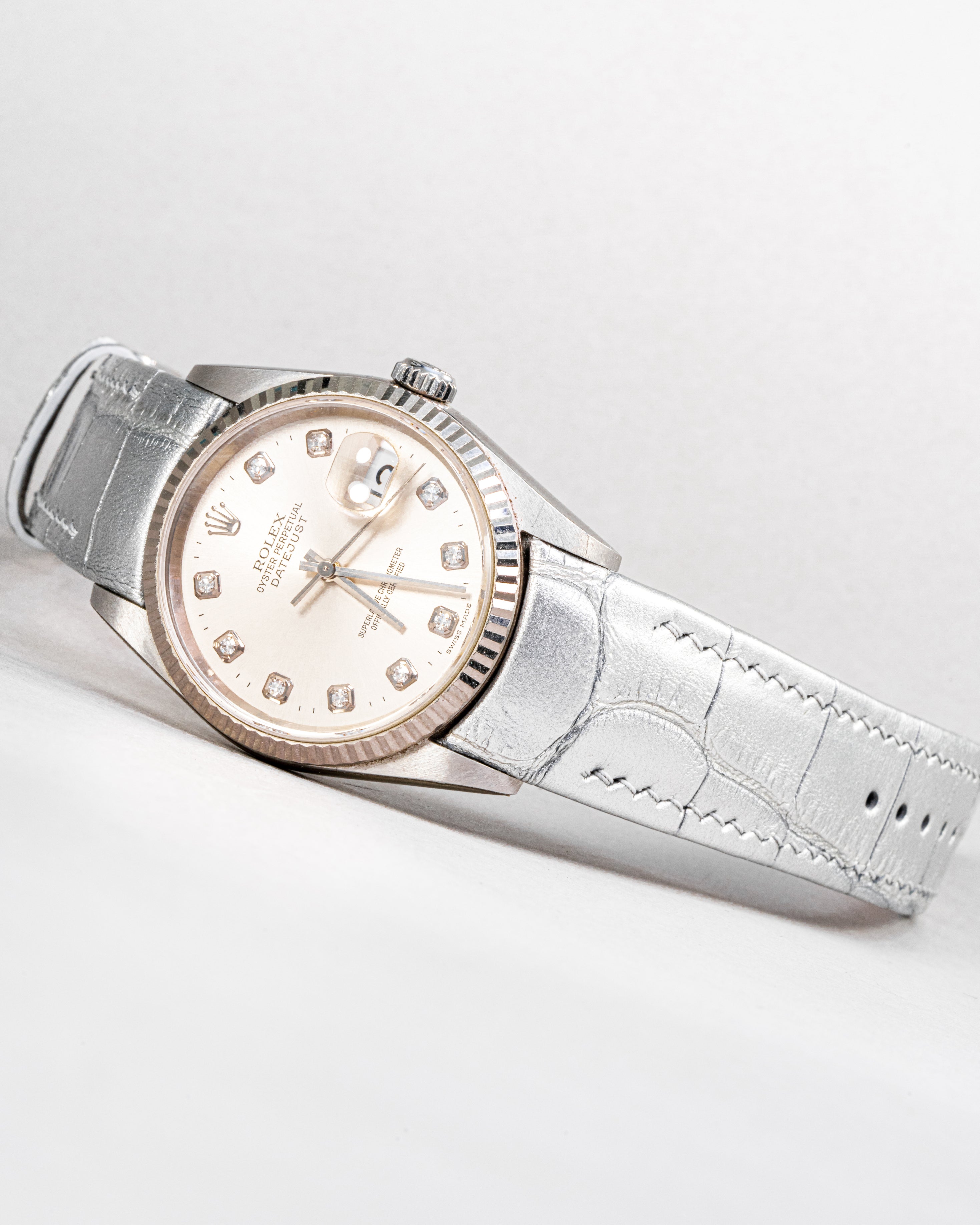 Bespoke Watch Strap in Silver Crocodile – Solitaire Official