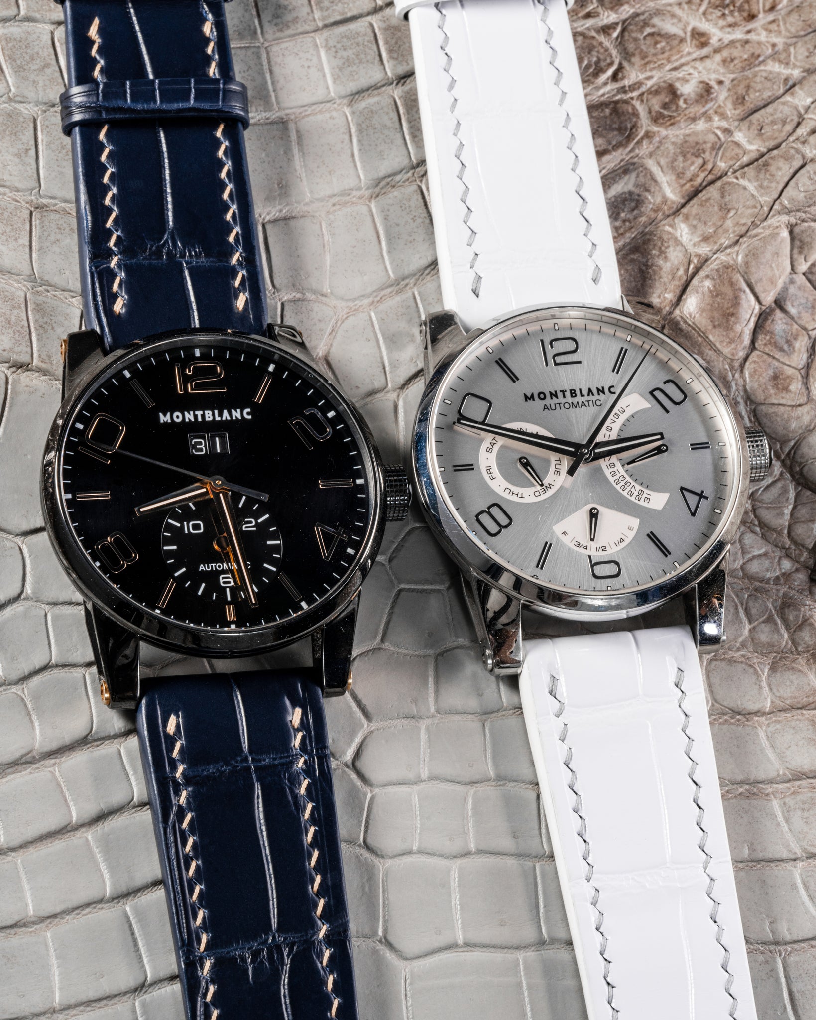Bespoke Watch Strap in Navy Blue & Snow White Crocodile – Solitaire ...