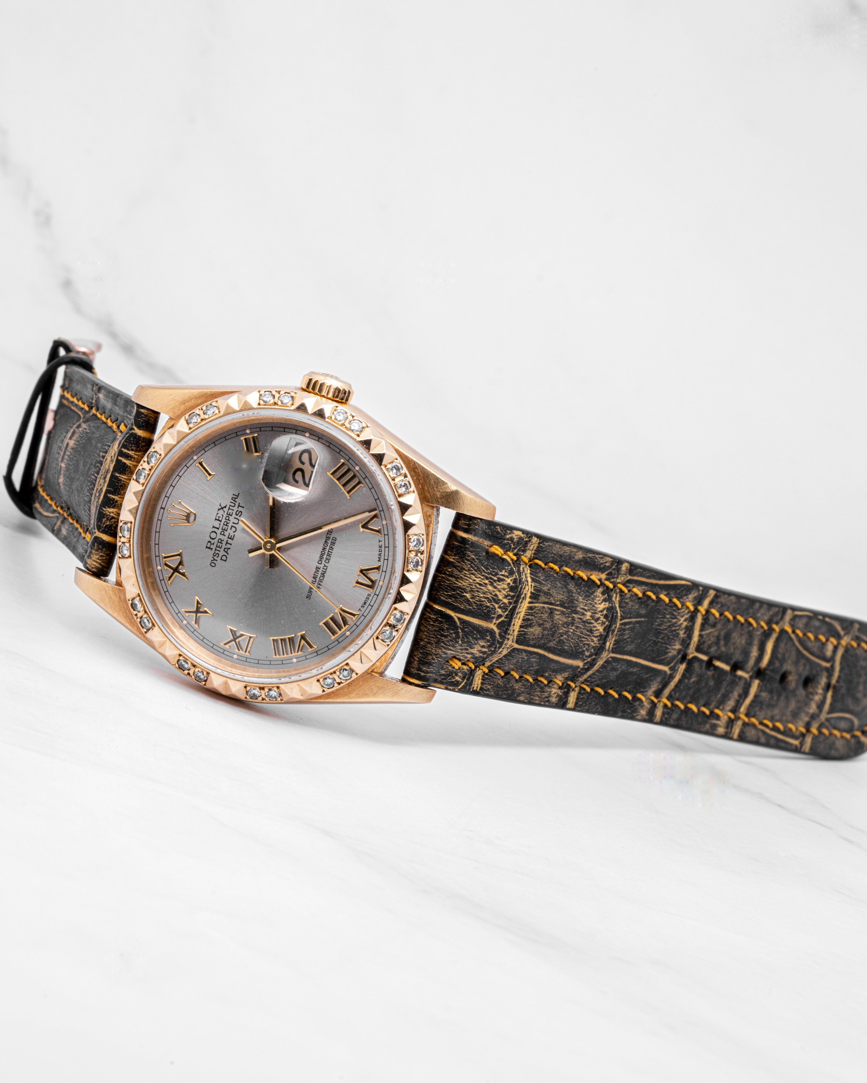 Bespoke Watch Strap in Gold Brushed Alligator – Solitaire Official