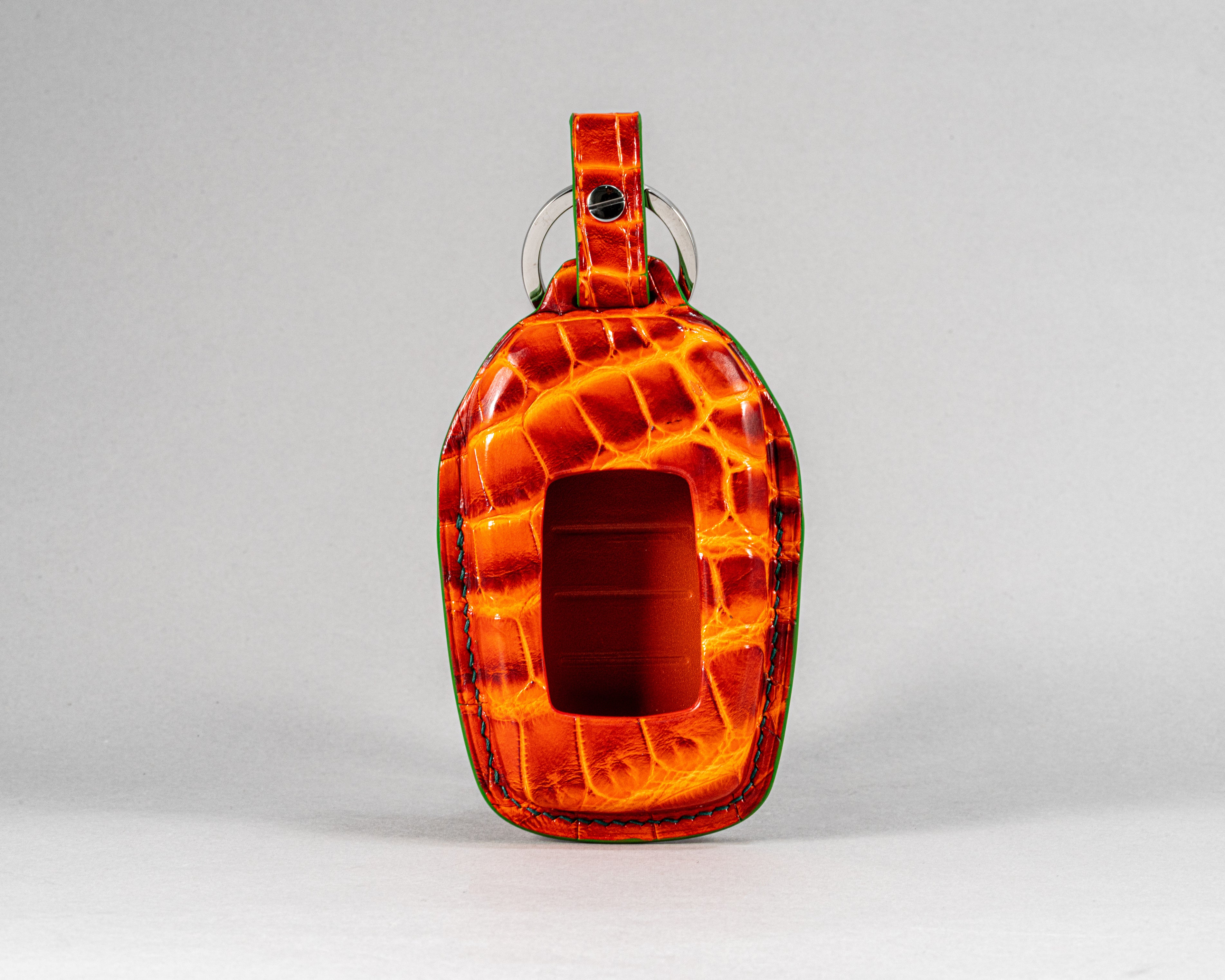 Bespoke Key Fob Cover in Flaming Orange Alligator – Solitaire Official