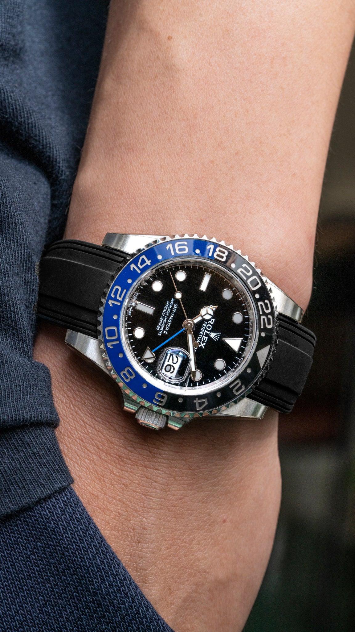 Solitaire Rubber straps in Classic Black for Rolex GMT-Master II 12671 ...