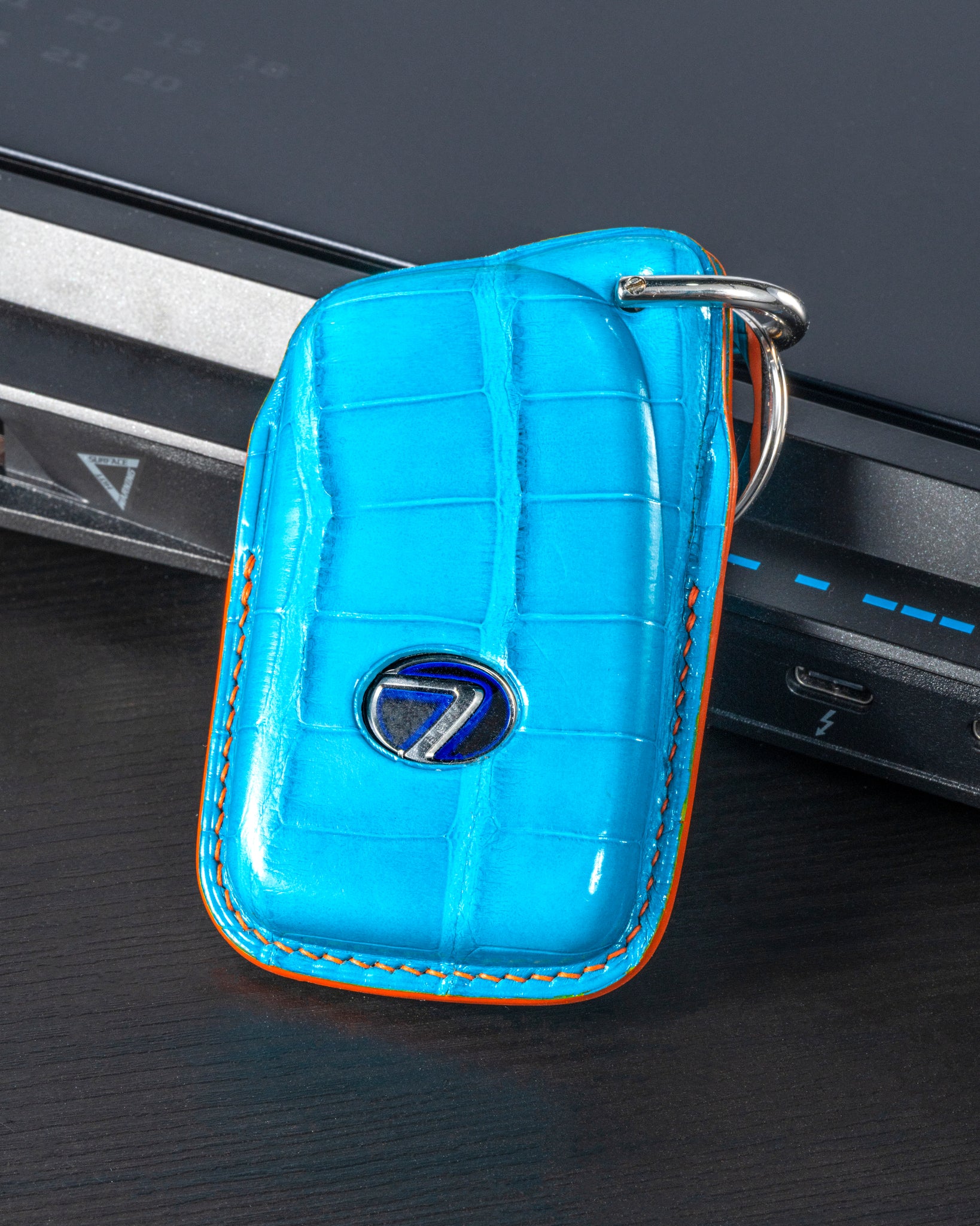 Bespoke Key Fob Cover in Tiffany Blue Crocodile – Solitaire Official