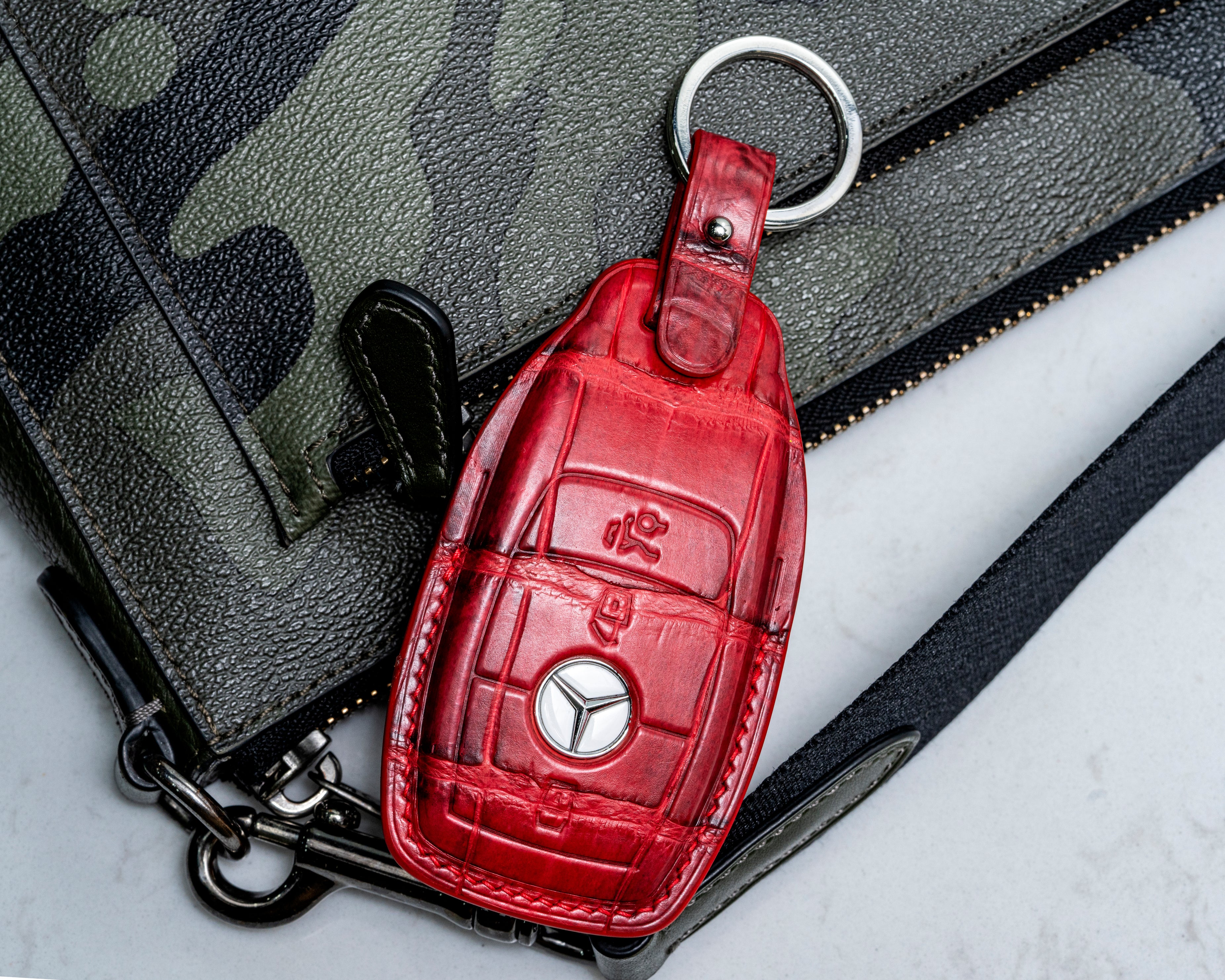 Bespoke Key Fob Covers in Red Himalayan Crocodile – Solitaire Official