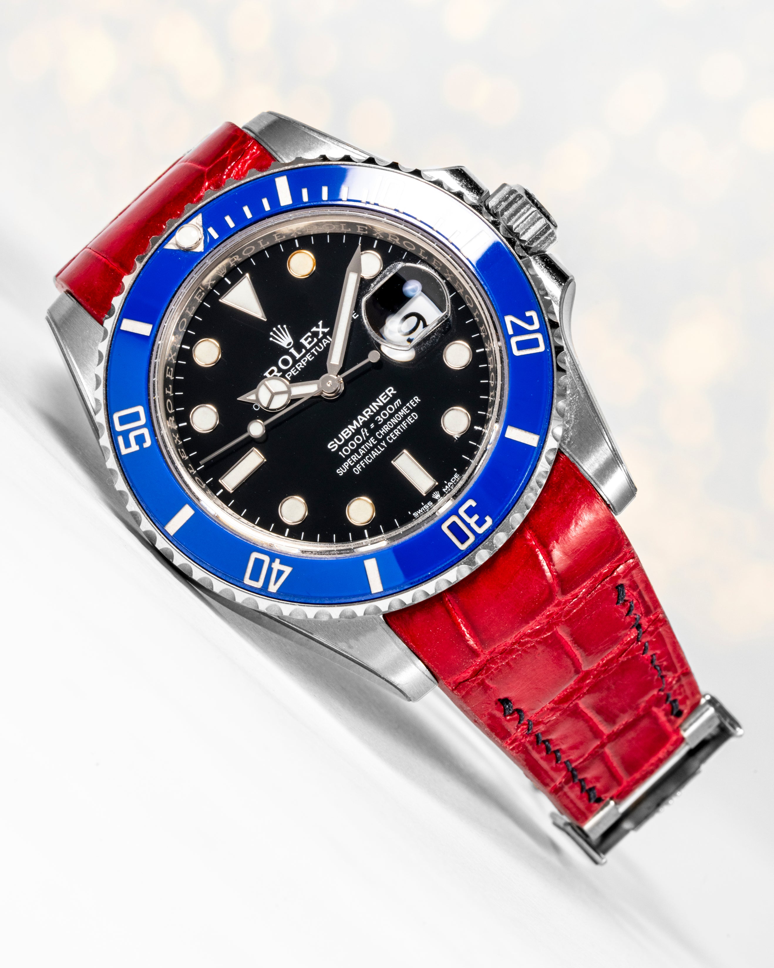 Bespoke Watch Strap in Ferrari Red Crocodile – Solitaire Official