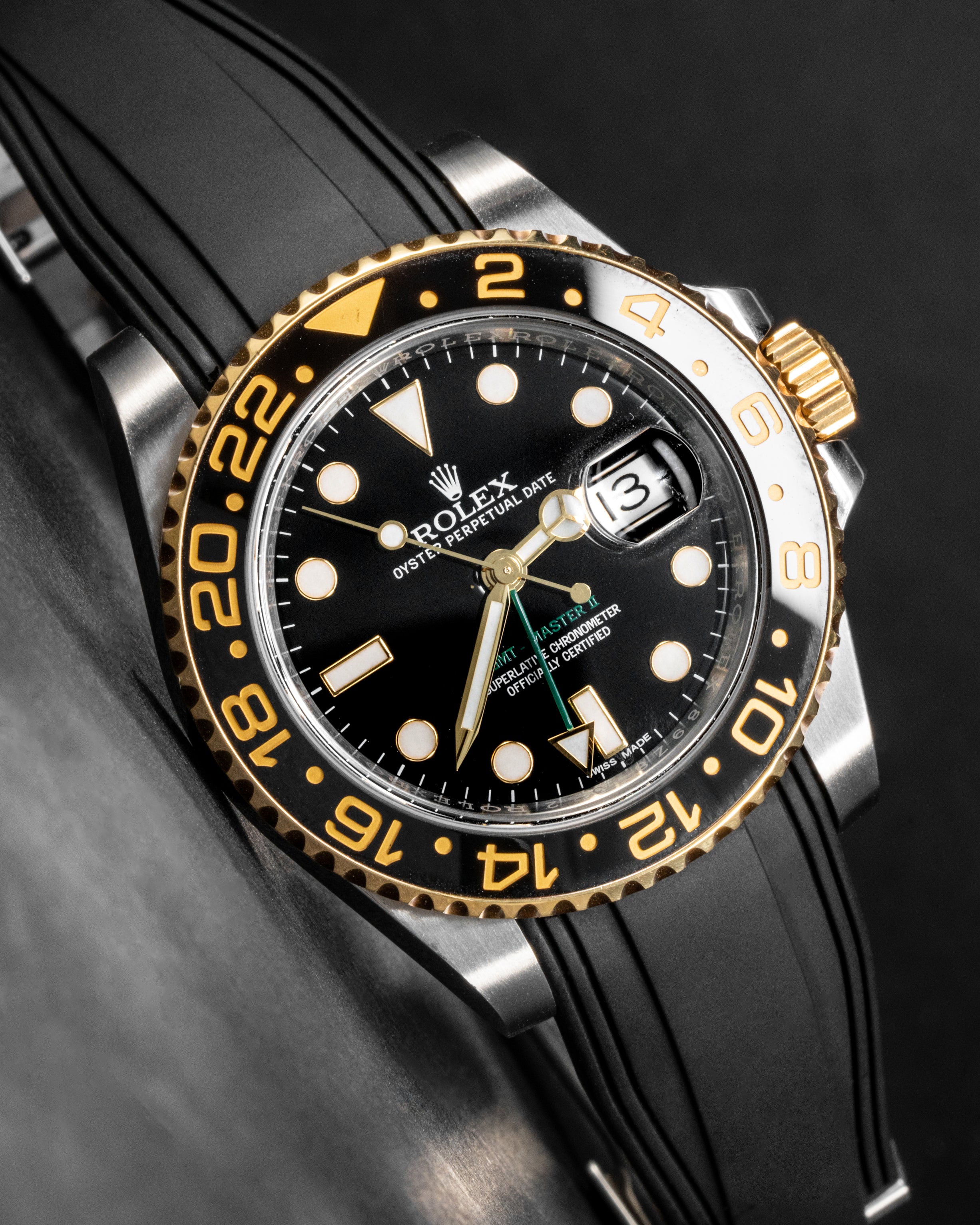 Solitaire Rubber straps in Classic Black for Rolex GMT Master II 11671 ...