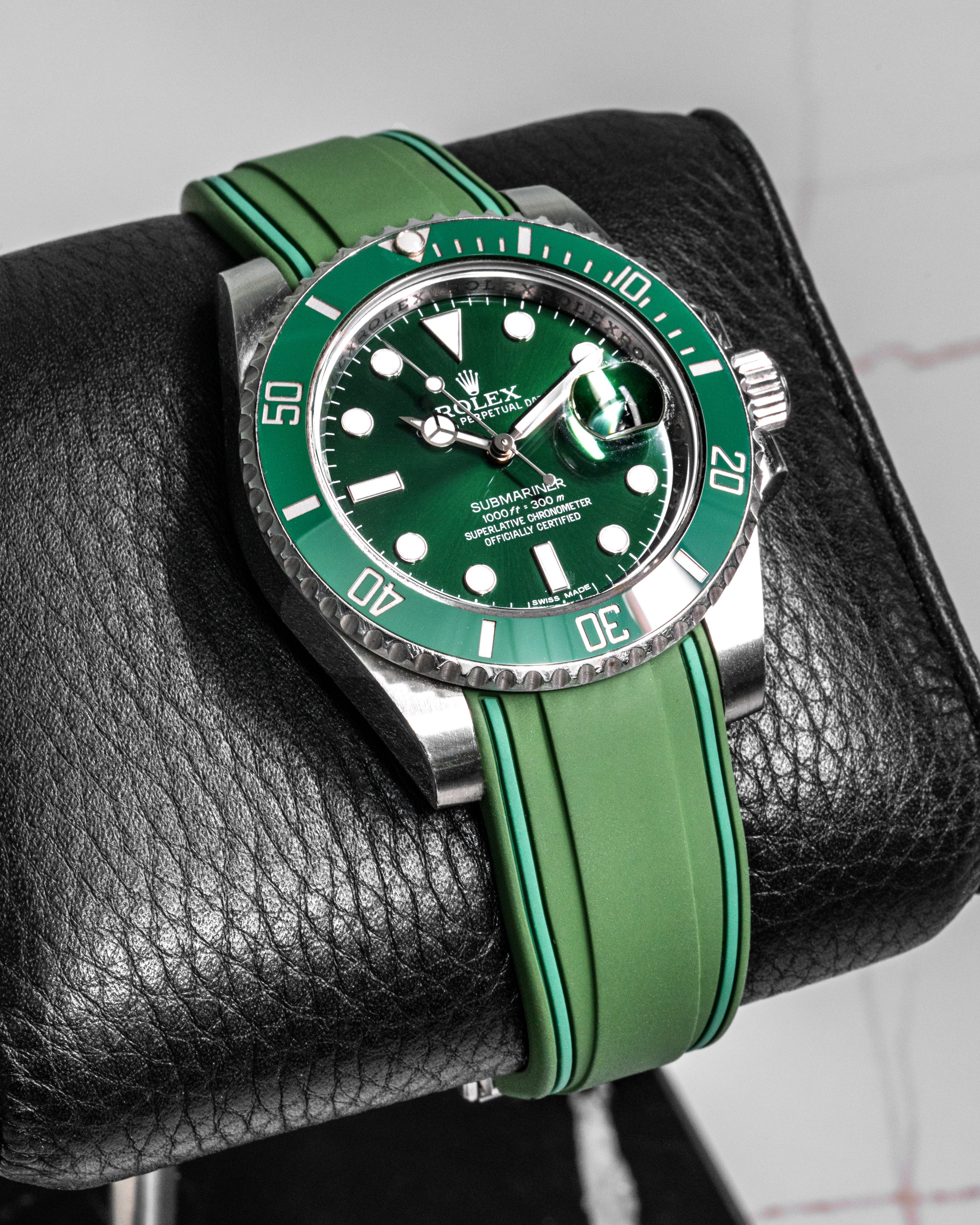 Solitaire Rubber straps in Deep Emerald Green for Rolex Submariner Hul ...