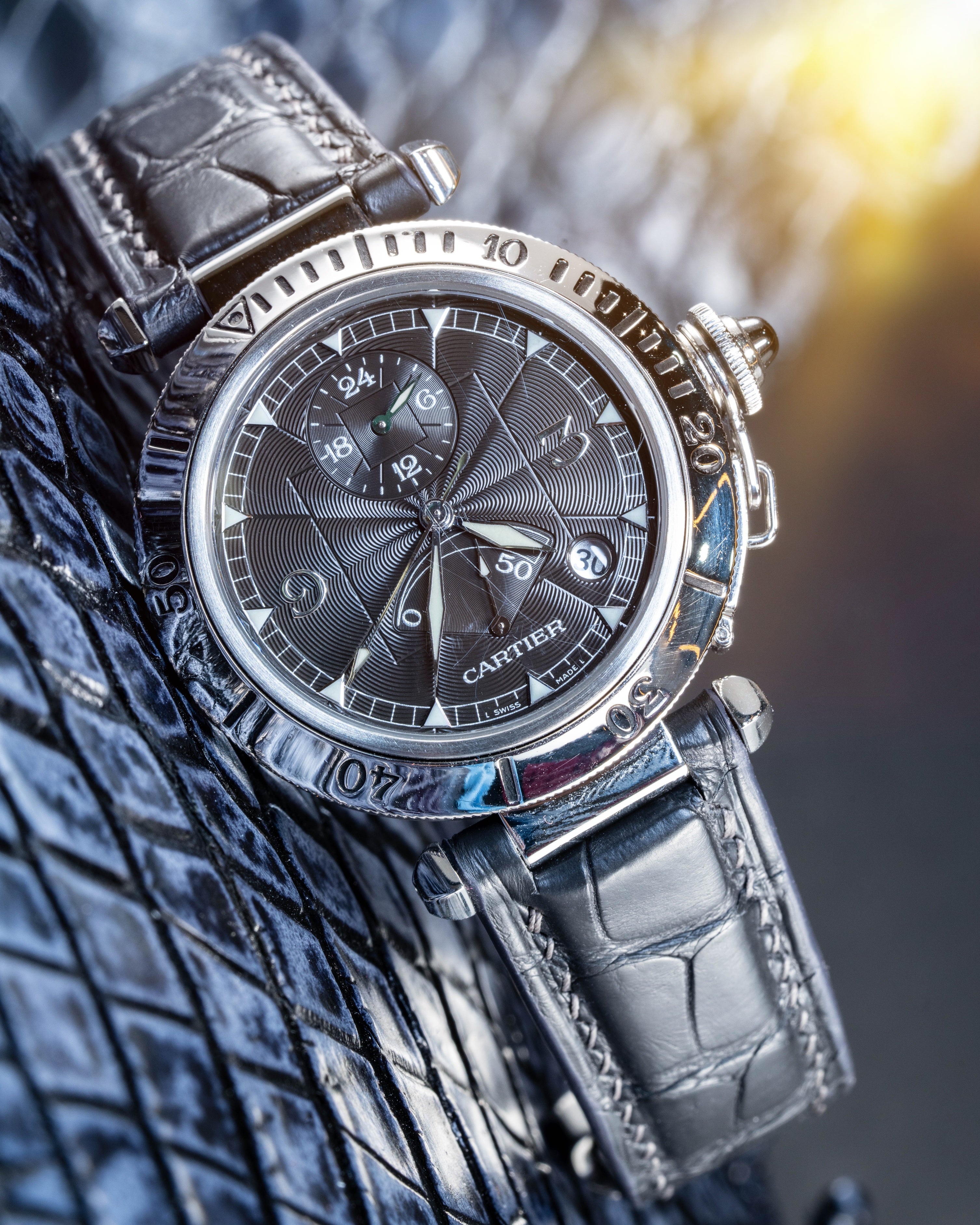 Bespoke Watch Strap In Graphite Grey Alligator – Solitaire Official