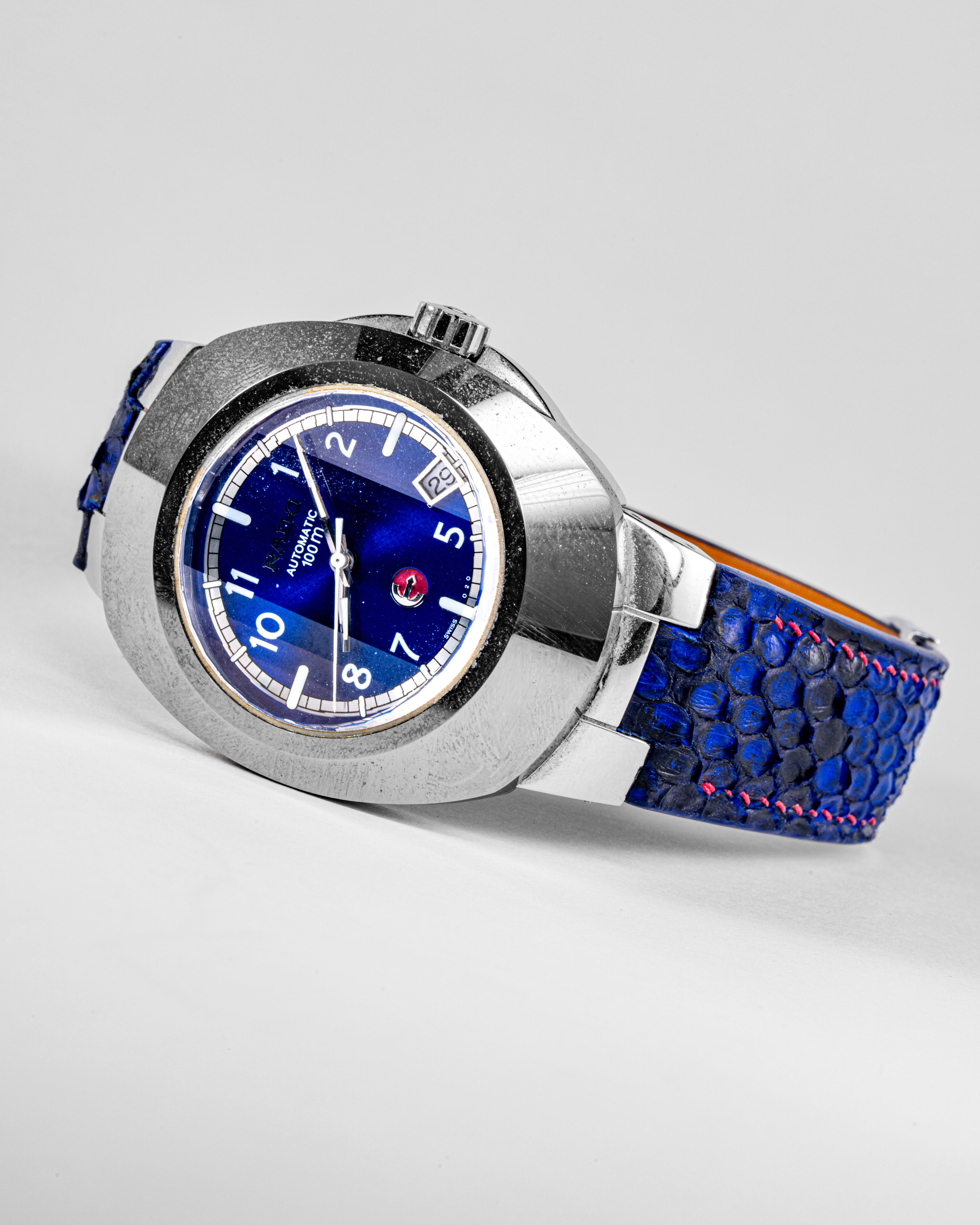 Bespoke Watch Strap in Electric Blue Python – Solitaire Official