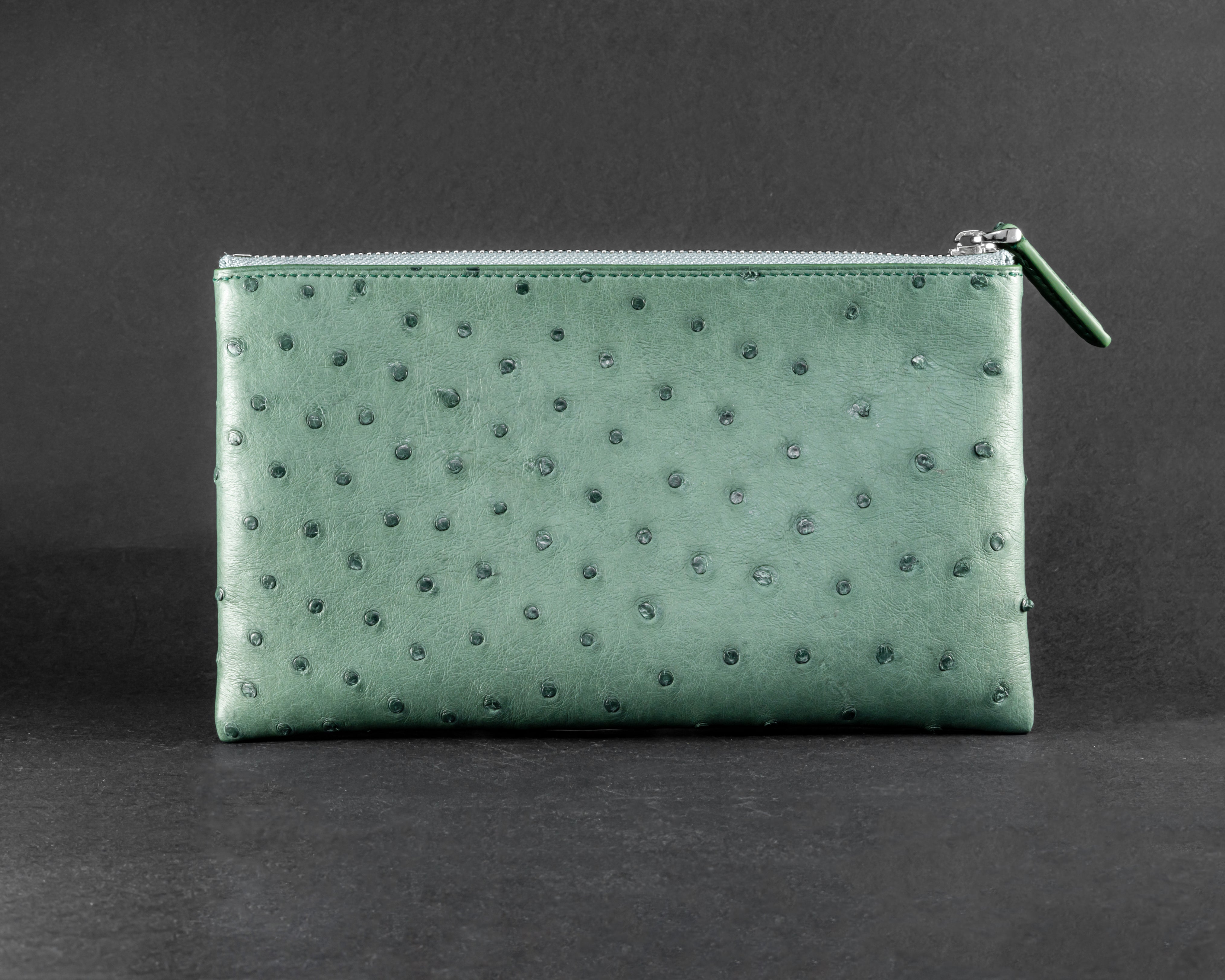 Bespoke Clutch Bag in Green Ostrich – Solitaire Official