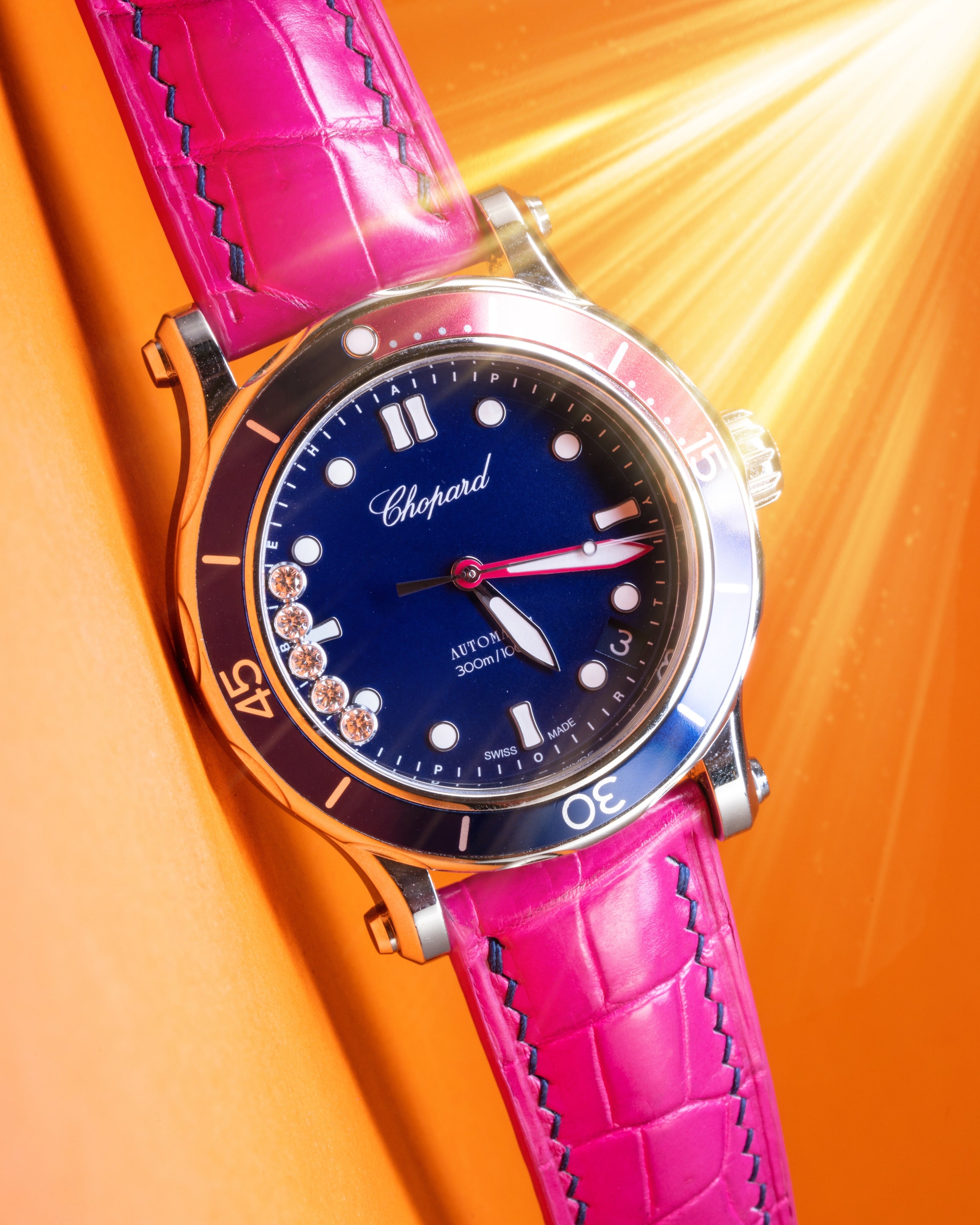 Bespoke Watch Strap in Fuchsia Pink Crocodile – Solitaire Official