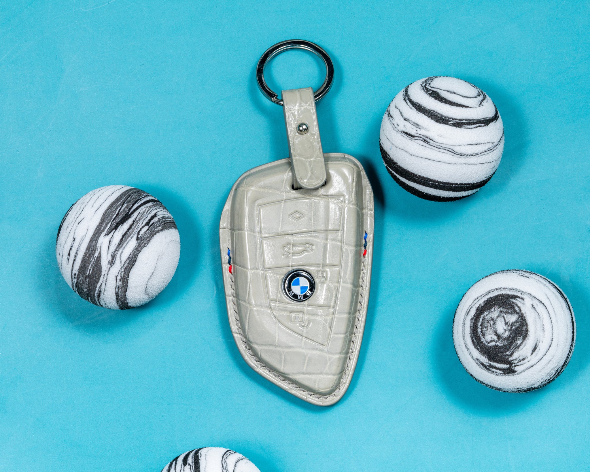 Bespoke Key Fob Cover in Grey Crocodile – Solitaire Official