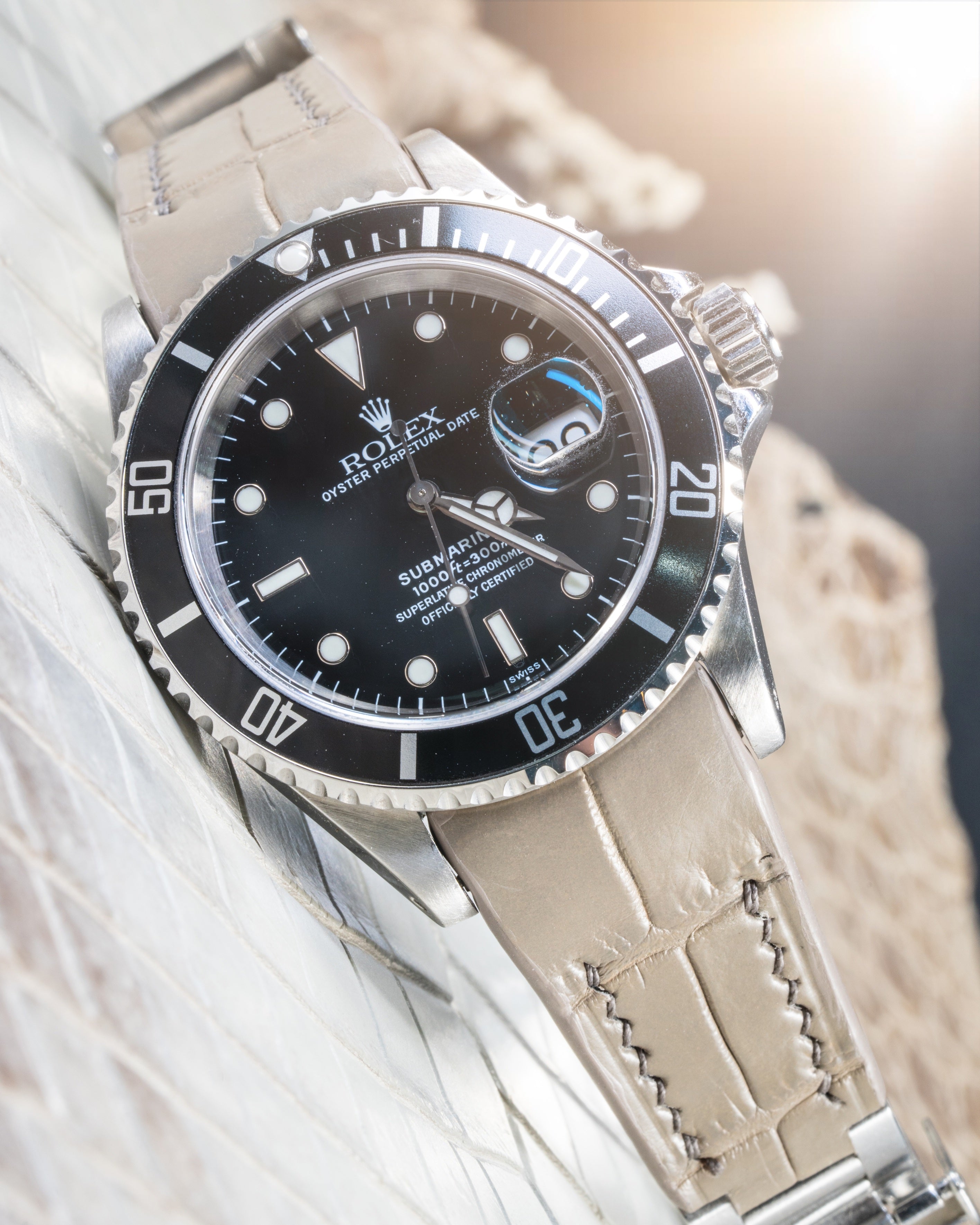 Bespoke Watch Strap in Rhino Grey Crocodile – Solitaire Official