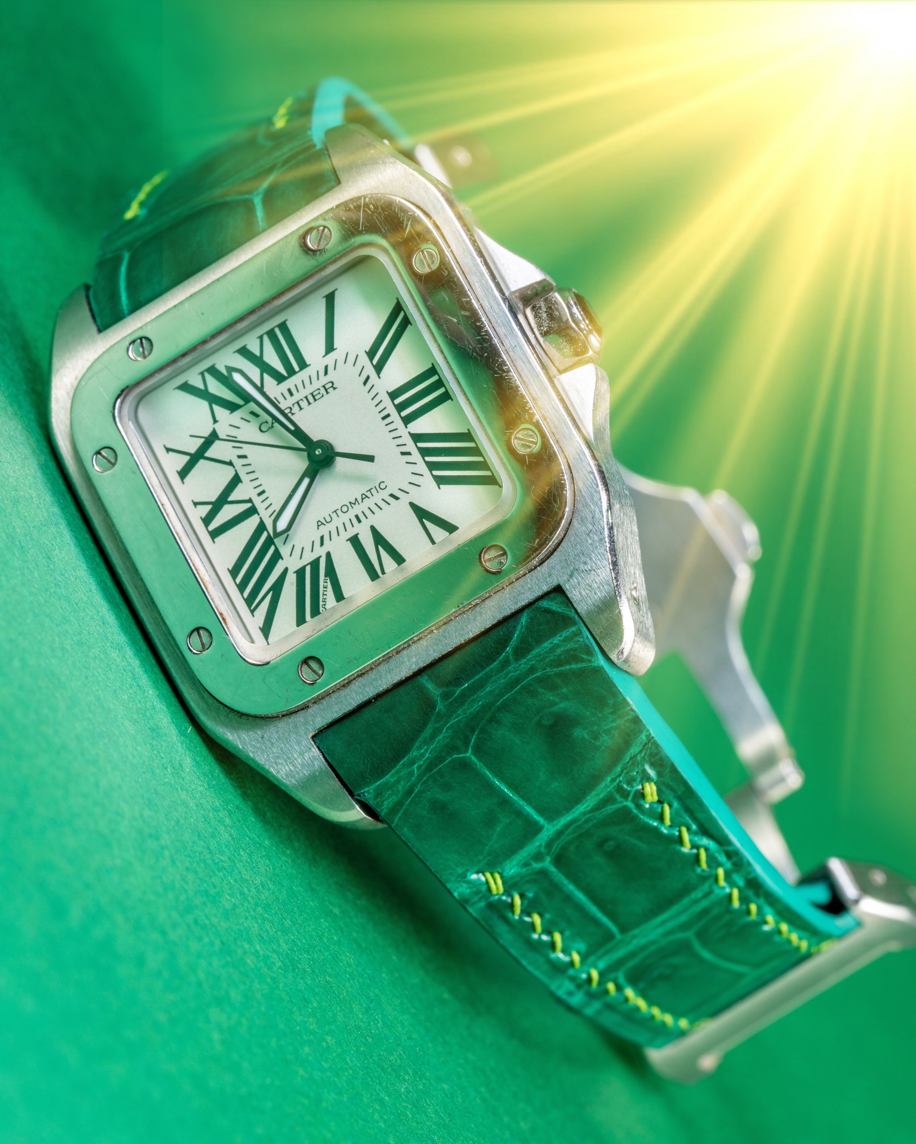 Bespoke Watch Strap in Emerald Green Crocodile – Solitaire Official