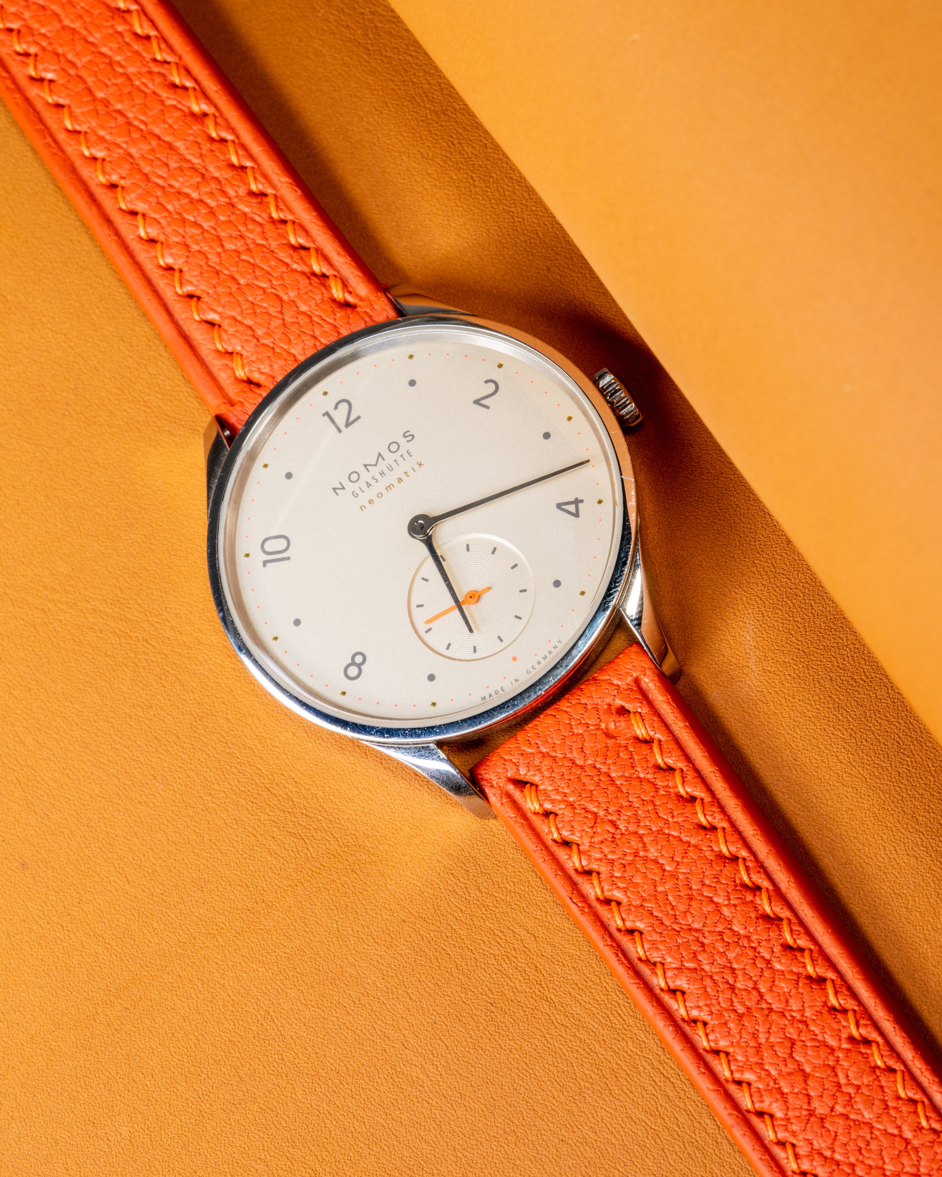 Bespoke Watch Strap in Orange Chèvre – Solitaire Official