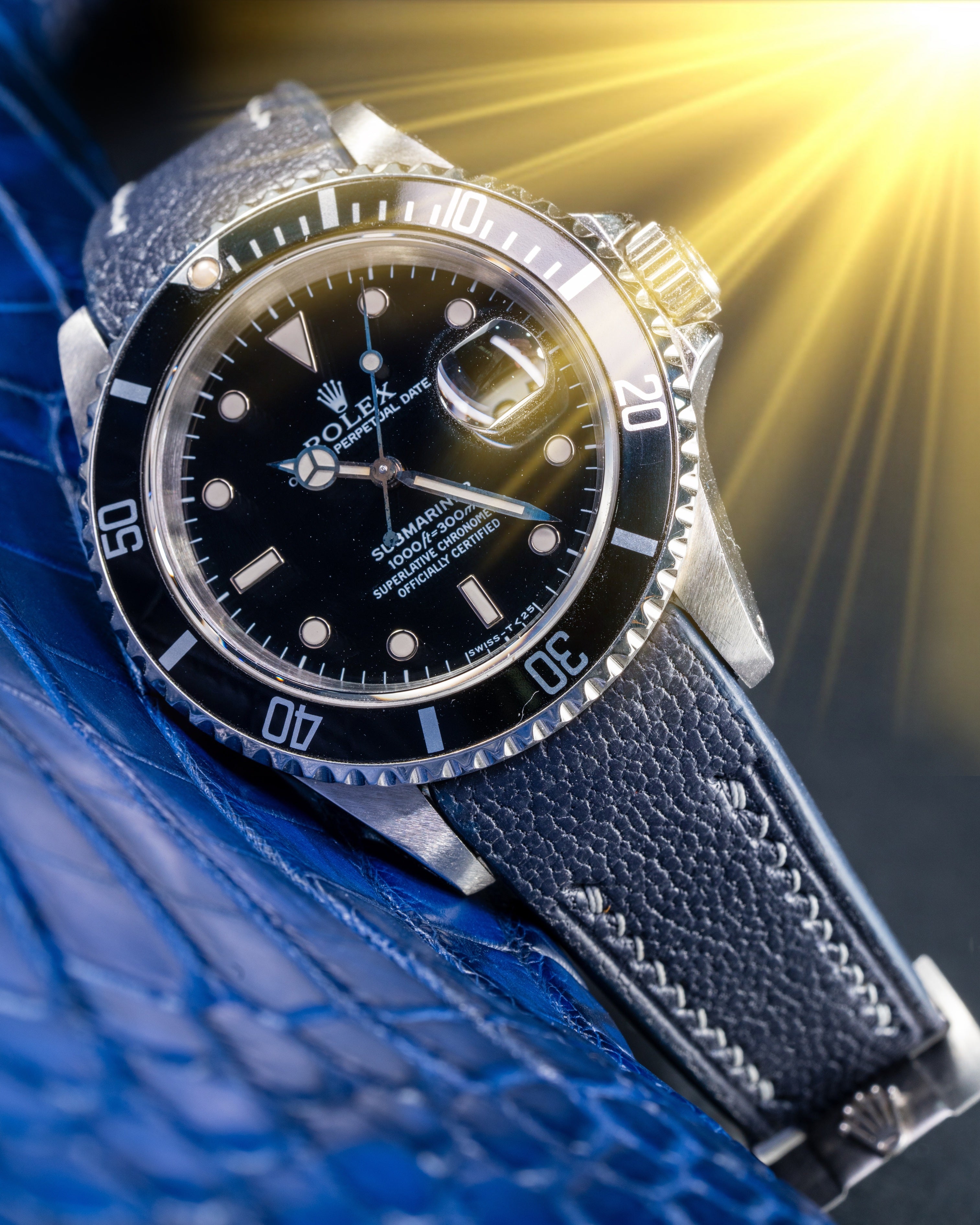 Bespoke Watch Strap in Navy Blue Chèvre – Solitaire Official