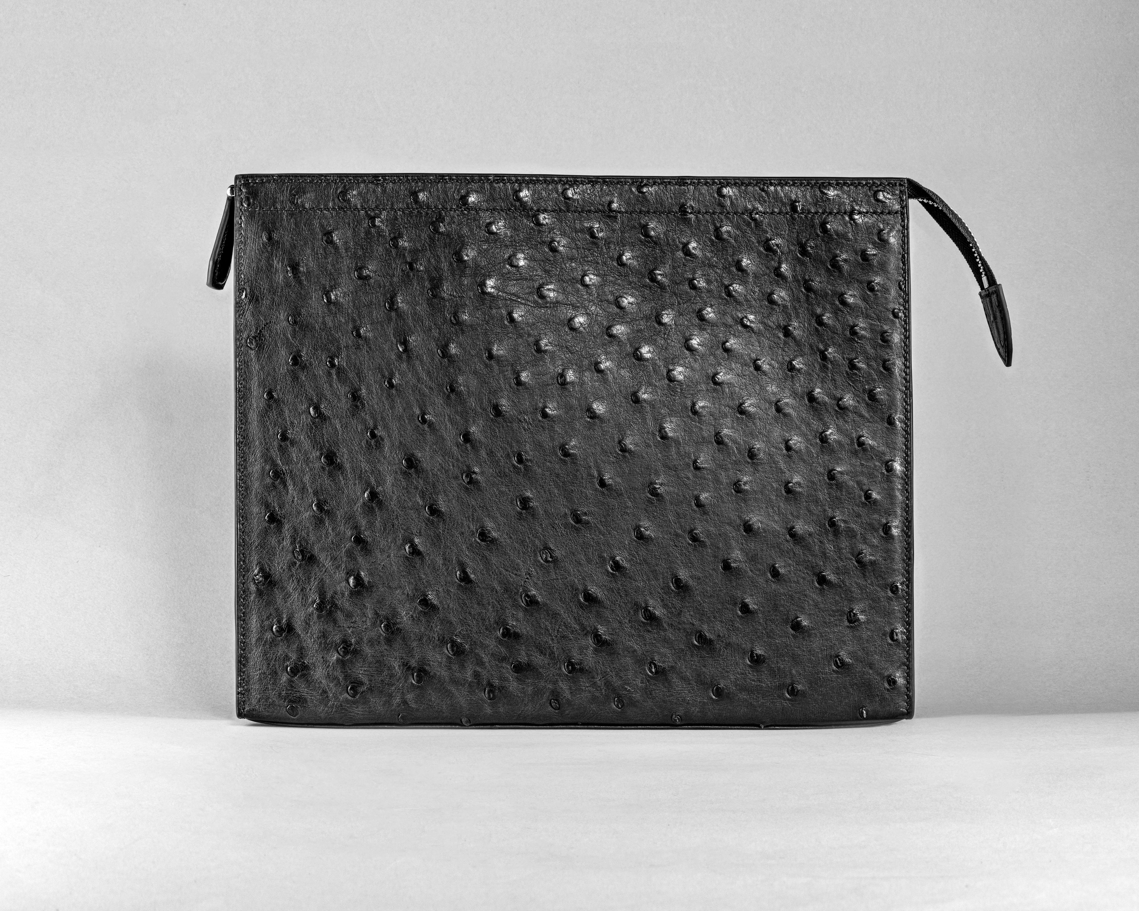 Bespoke Clutch Bag in Black Ostrich – Solitaire Official