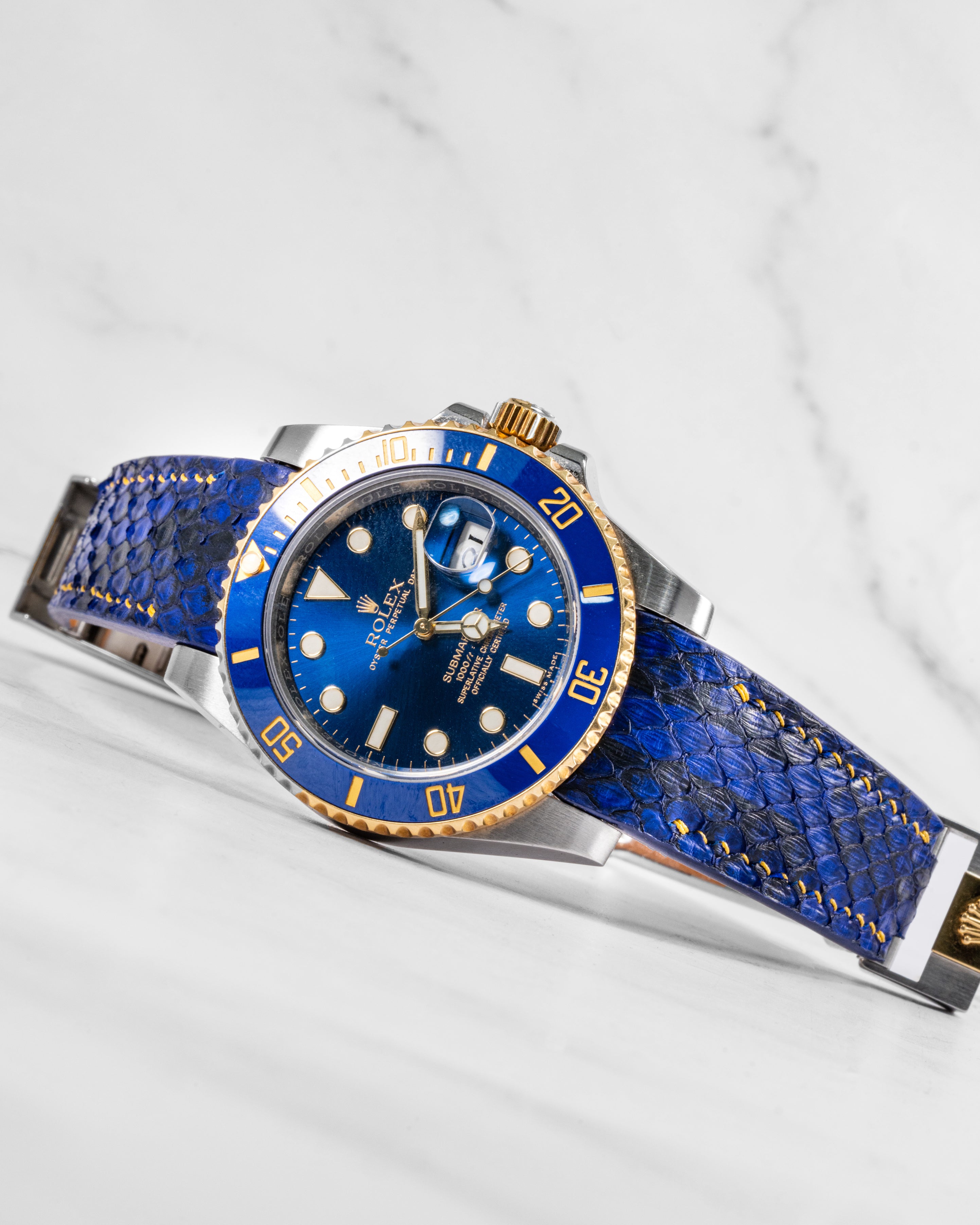 Bespoke Watch Strap in Electric Blue Python – Solitaire Official