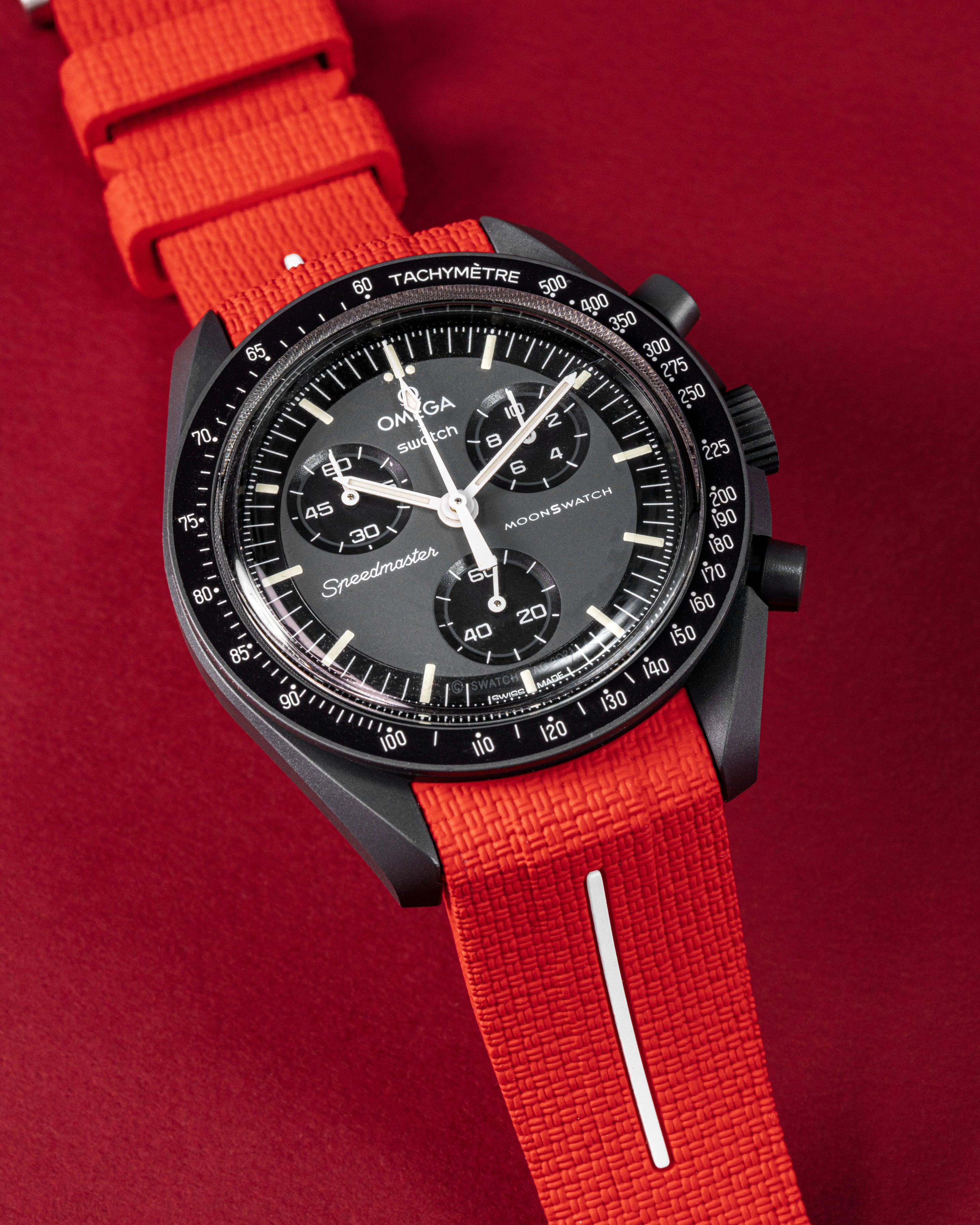 Solitaire Rubber straps in Scarlet Red for Omega x Swatch Mercury ...