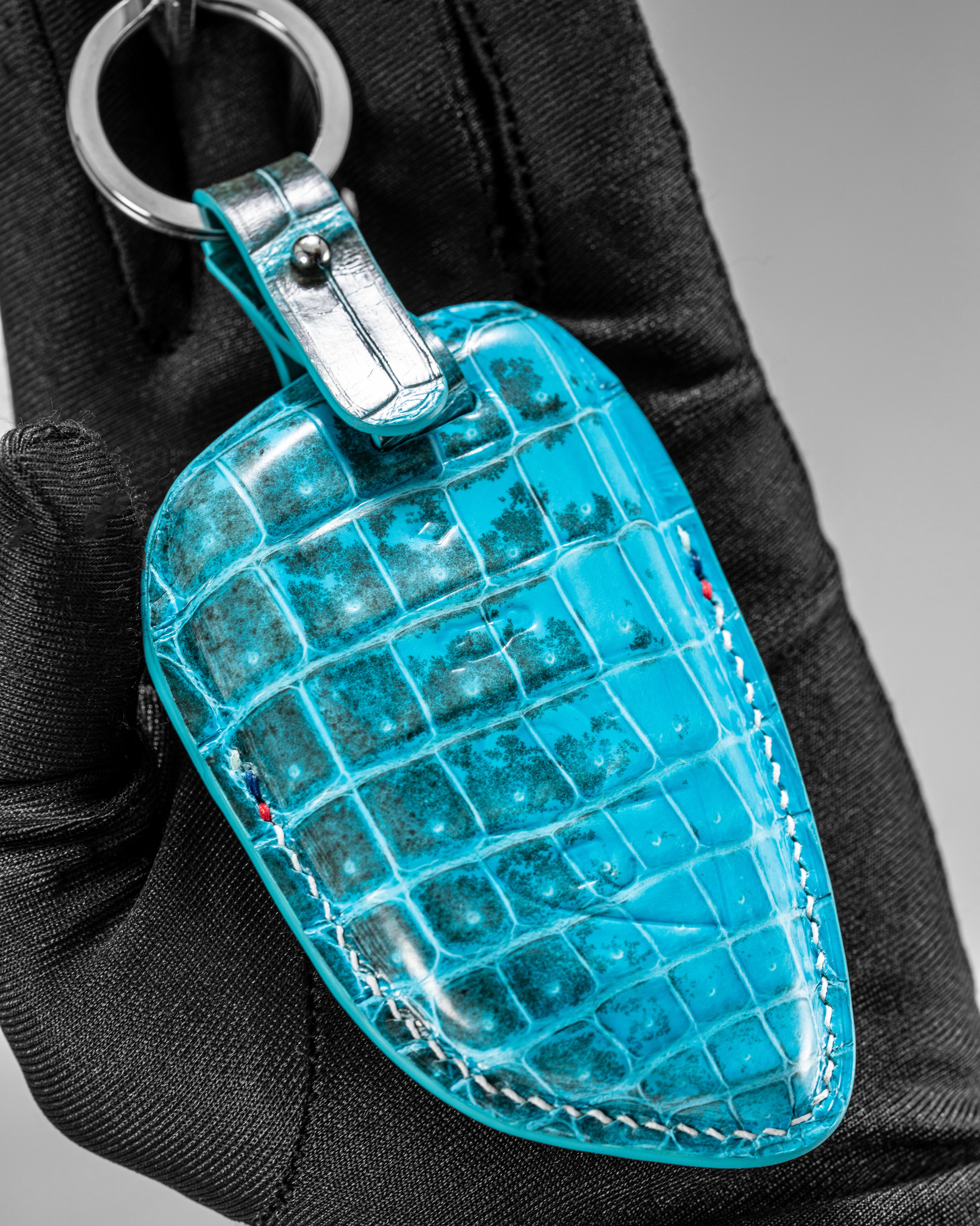 Bespoke Key Fob Cover in Blue Himalayan Crocodile – Solitaire Official