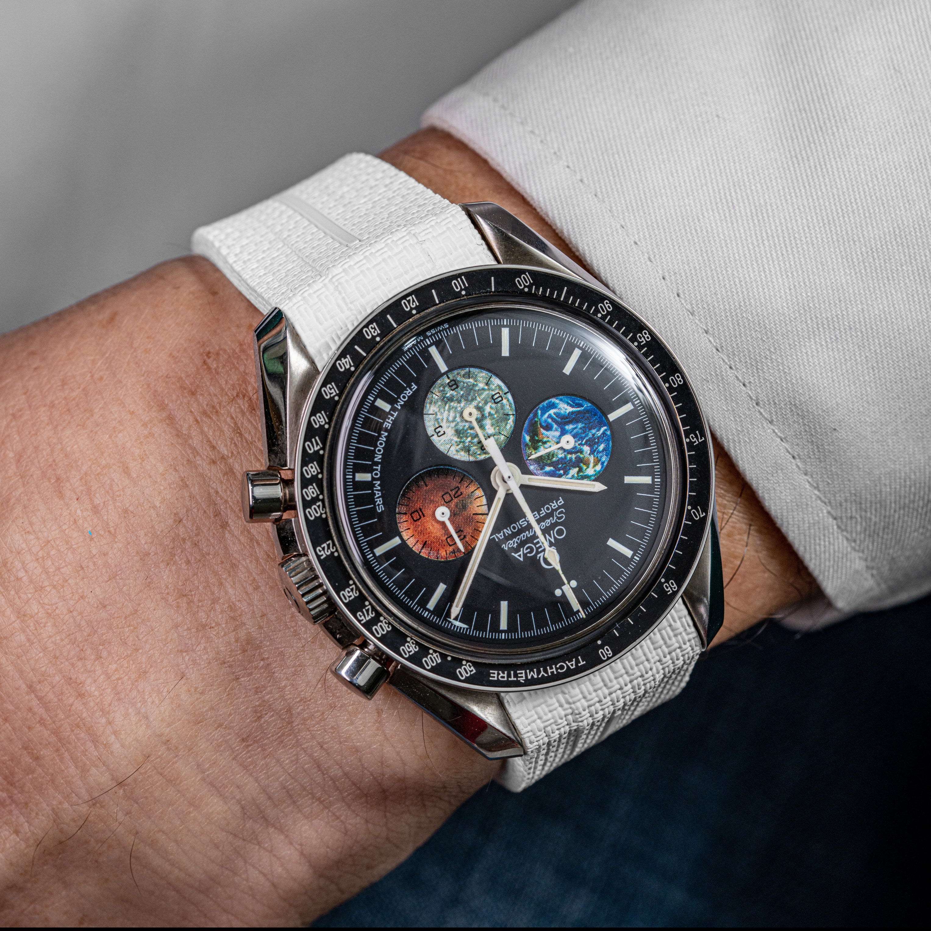 Solitaire Rubber straps in Arctic White for Omega Speedmaster ...