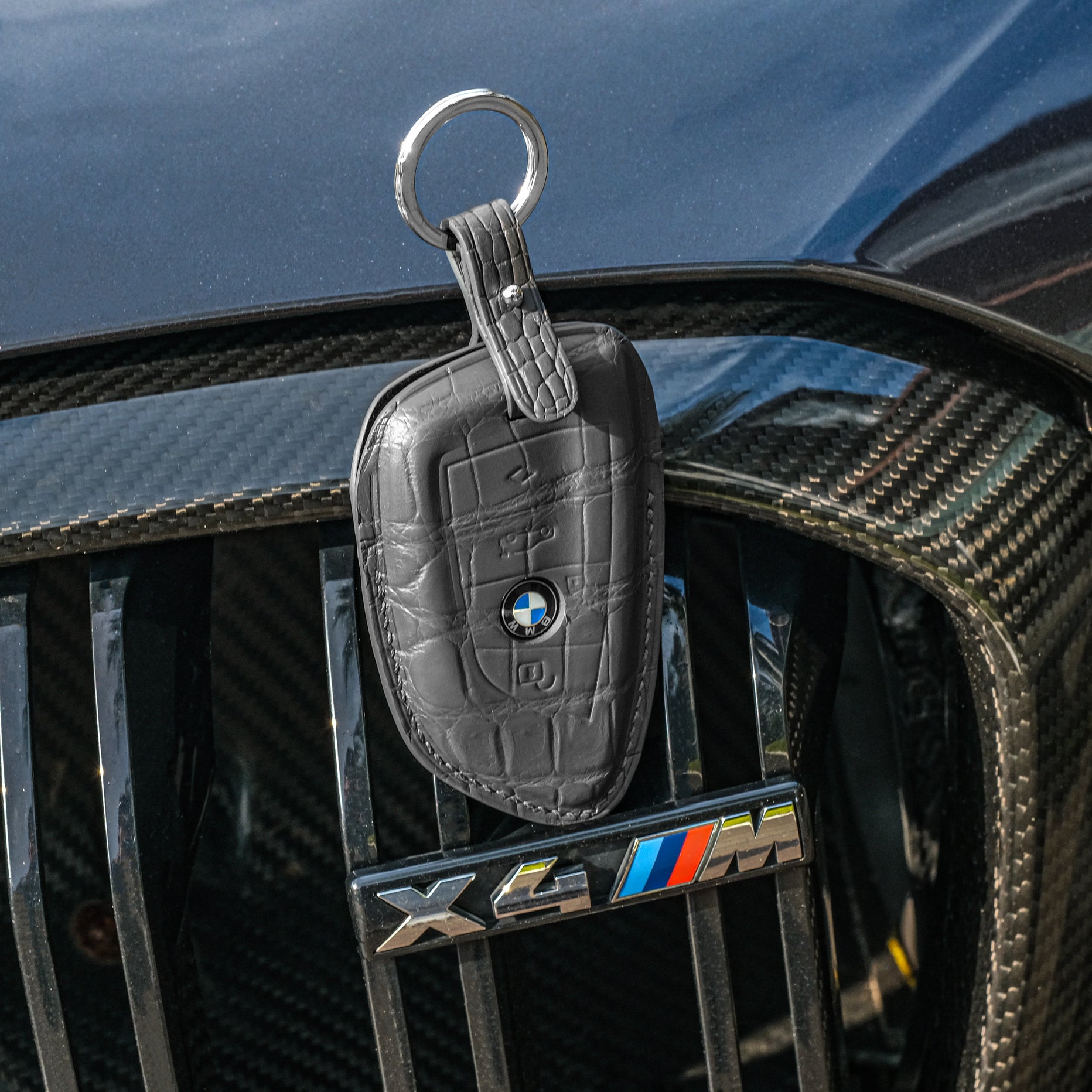 Bespoke Key Fob Cover in Graphite Grey Crocodile – Solitaire Official