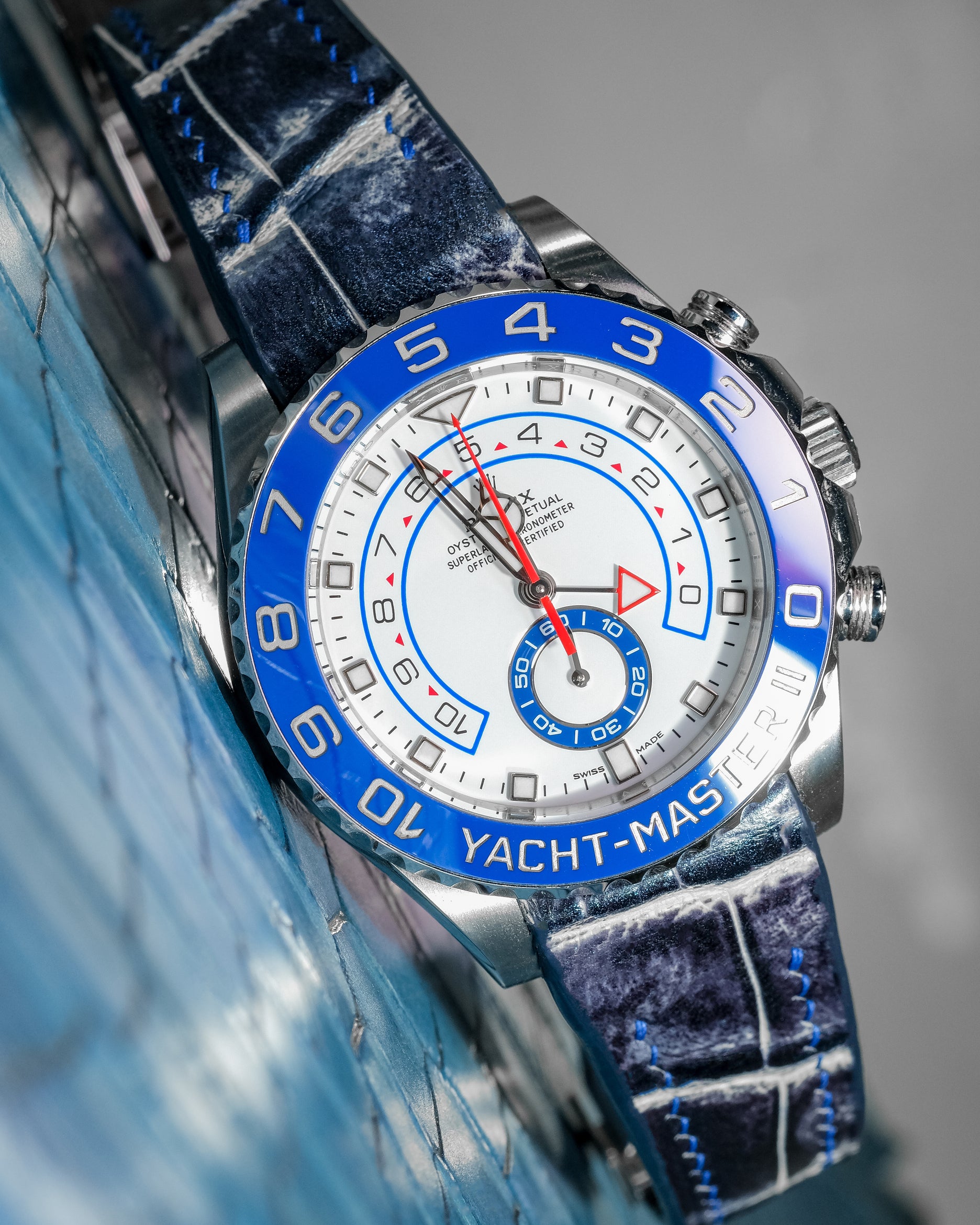 Bespoke Watch Strap in Blue Snow Flake Crocodile – Solitaire Official