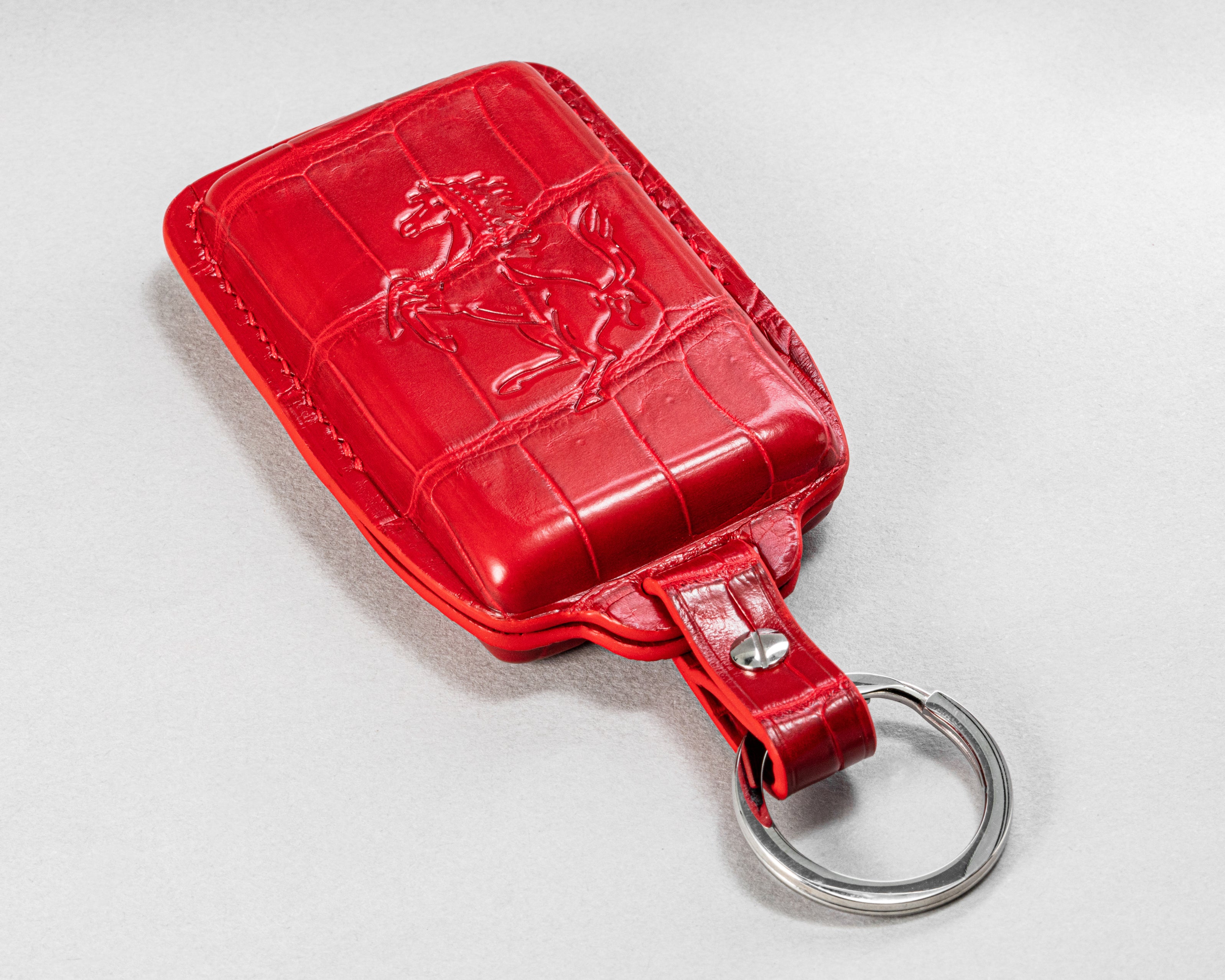 Bespoke Key Fob Cover in Red Crocodile – Solitaire Official