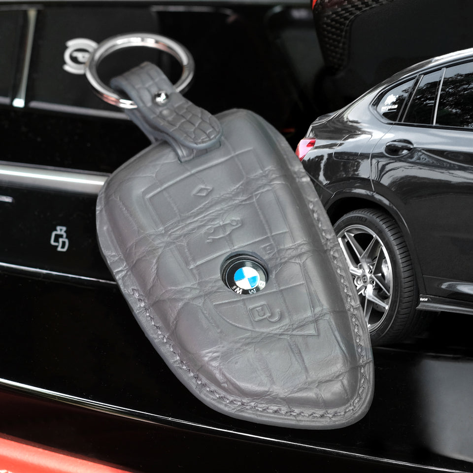 Bespoke Key Fob Cover in Graphite Grey Crocodile – Solitaire Official
