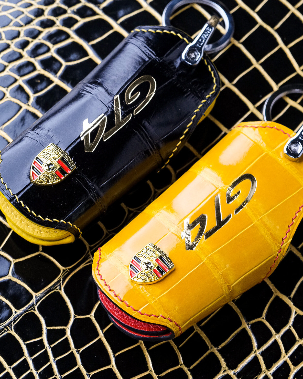 Bespoke Key Wraps in Black & Yellow Crocodile – Solitaire Official
