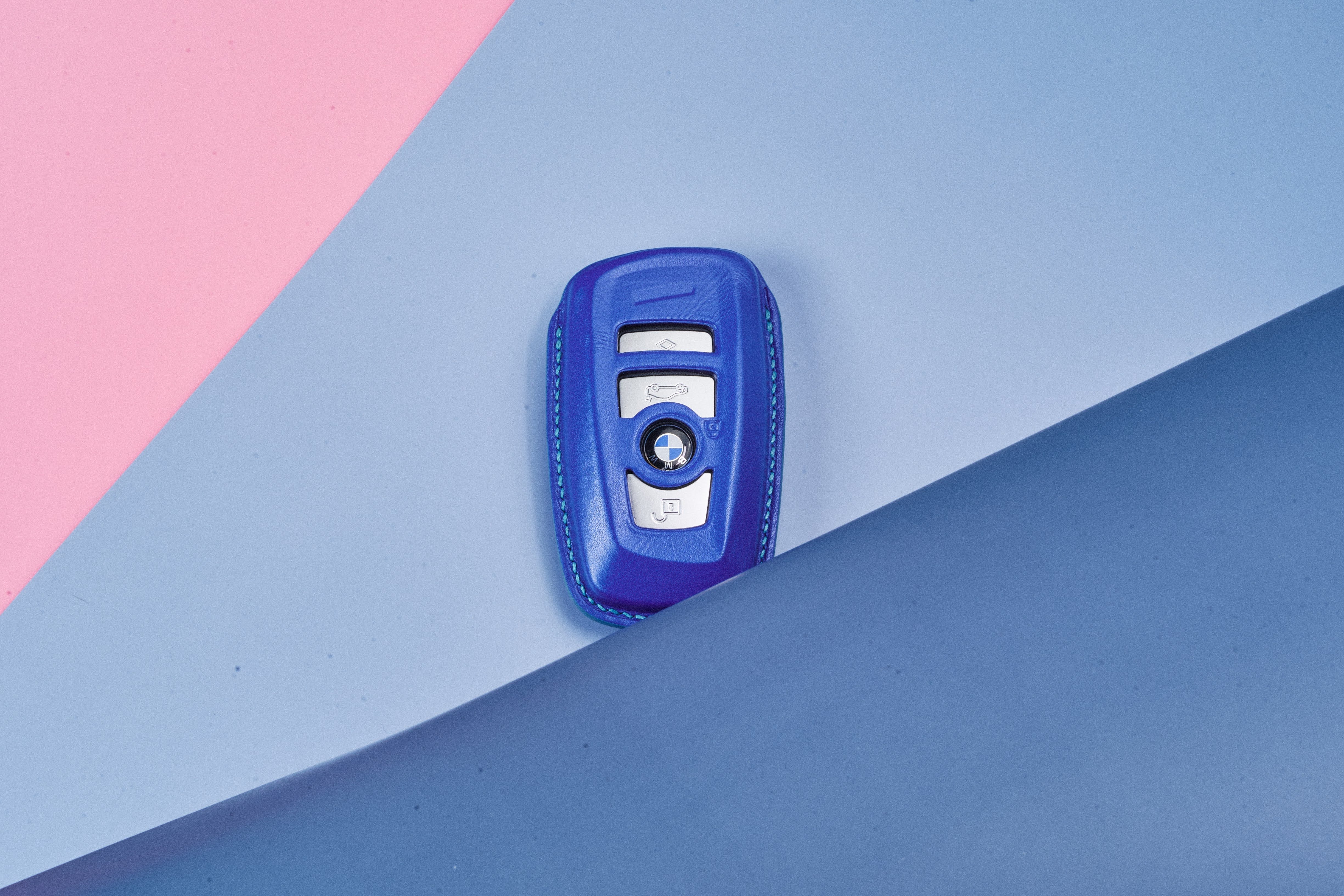 Bespoke Key Fob Cover in Electric Blue Nappa – Solitaire Official
