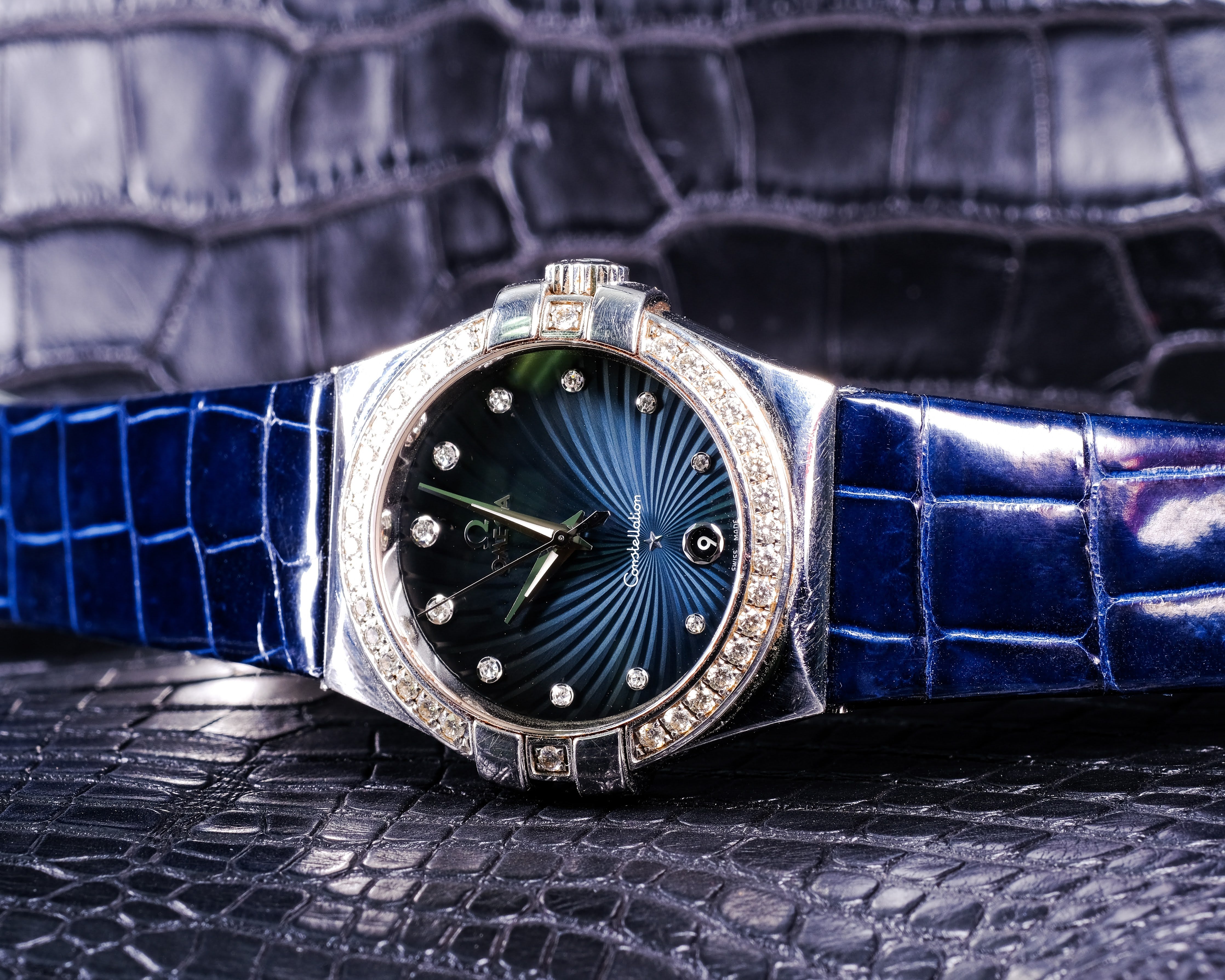 Bespoke Watch Strap in Electric Blue Crocodile – Solitaire Official