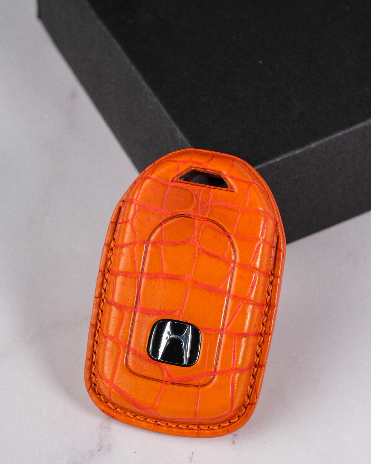 Bespoke Key Fob Cover in 2 Tone Orange Crocodile – Solitaire Official