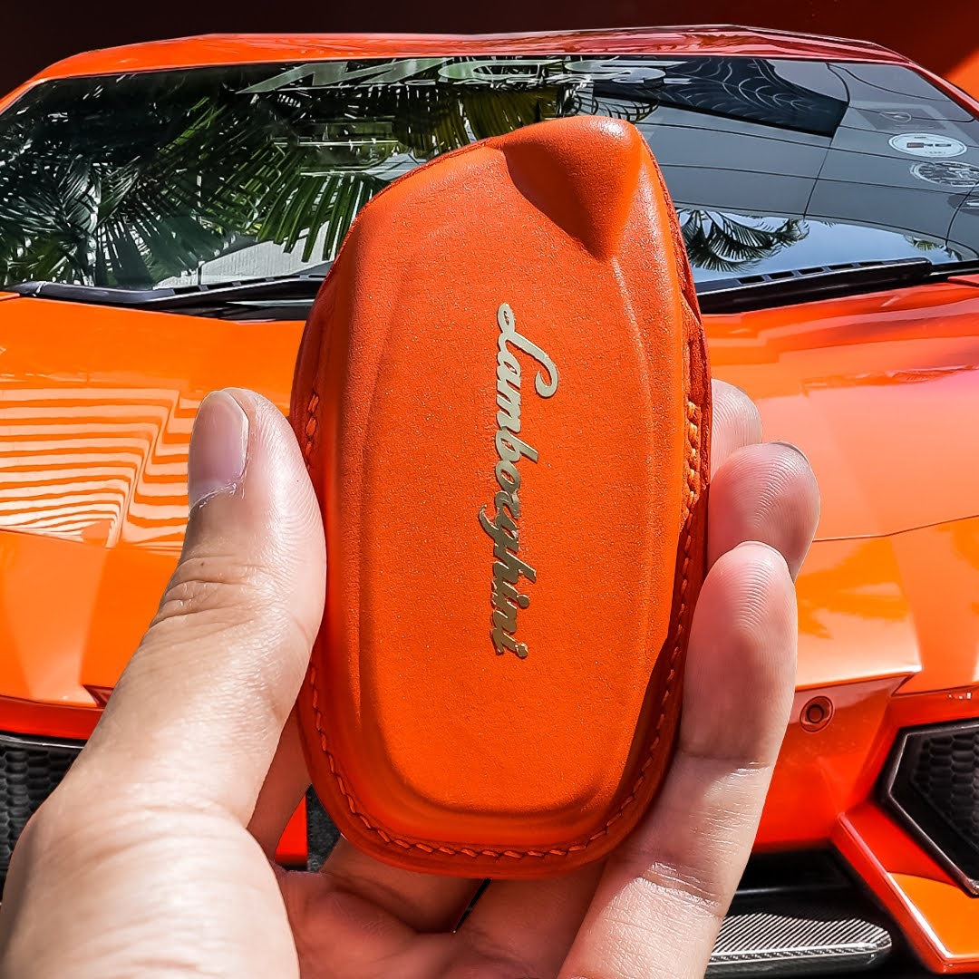 Bespoke Key Fob Cover in Orange Nappa – Solitaire Official
