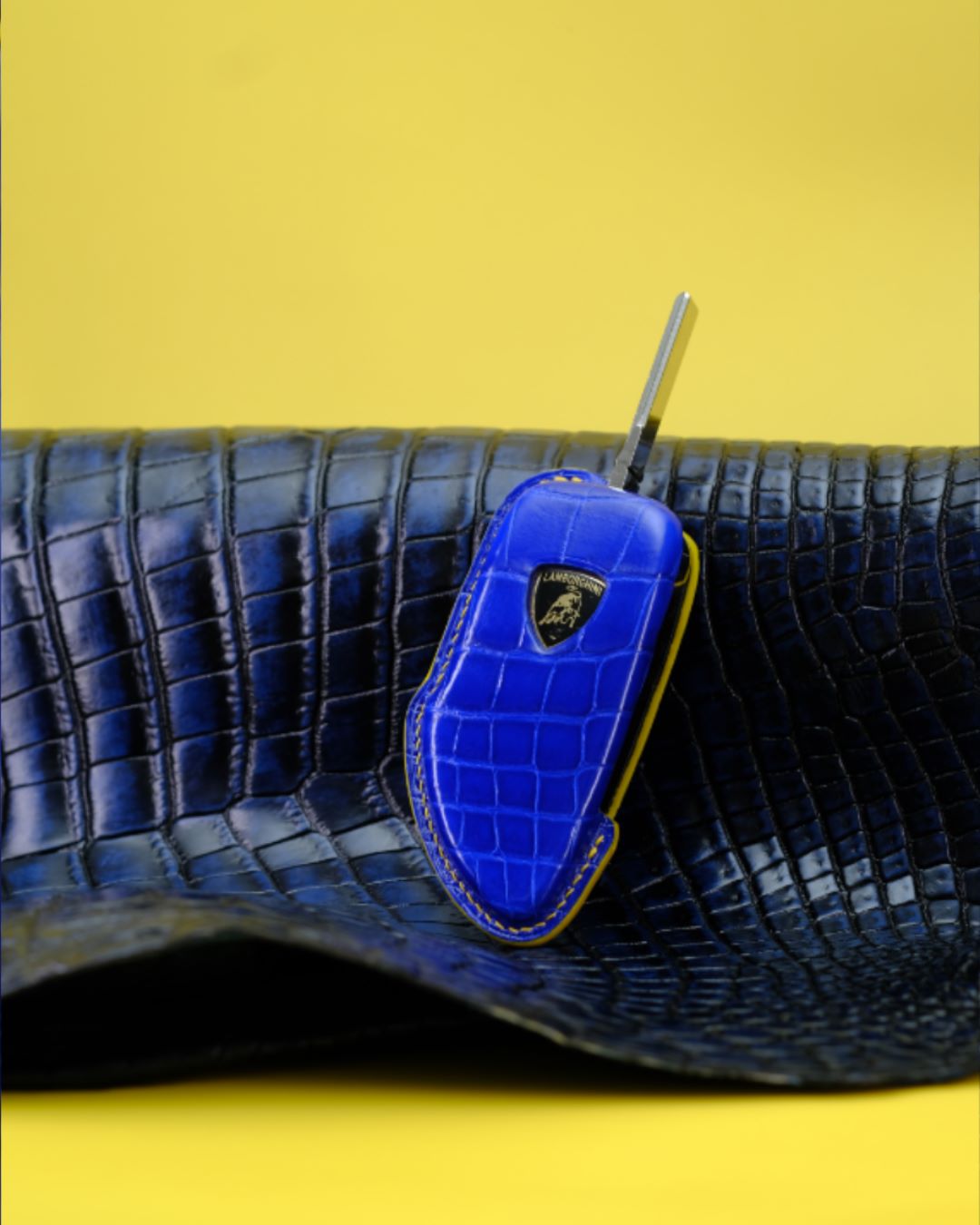 Bespoke Key Fob Cover in Electric Blue Crocodile – Solitaire Official
