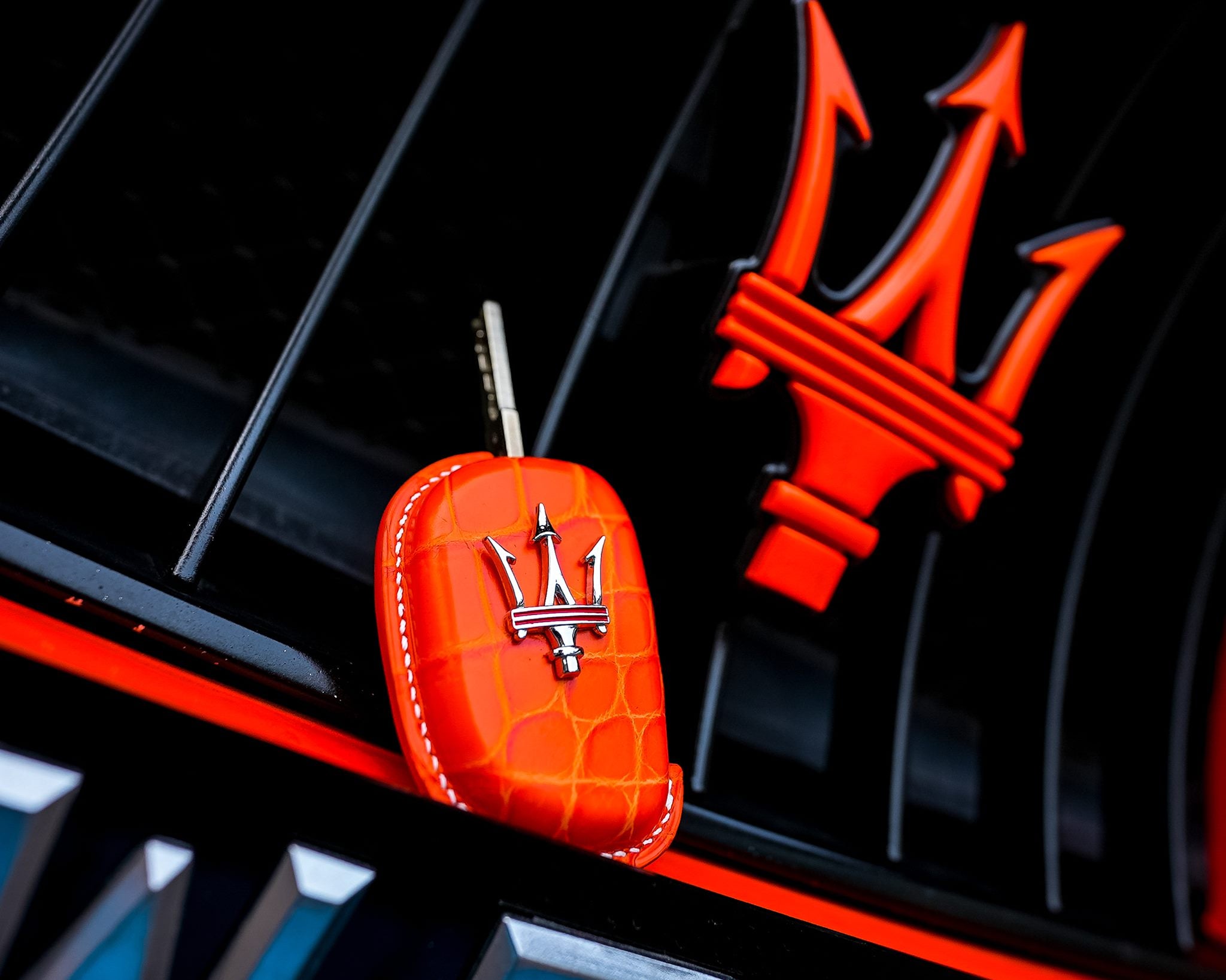 Bespoke Key Fob Cover in Volcano Orange Alligator – Solitaire Official