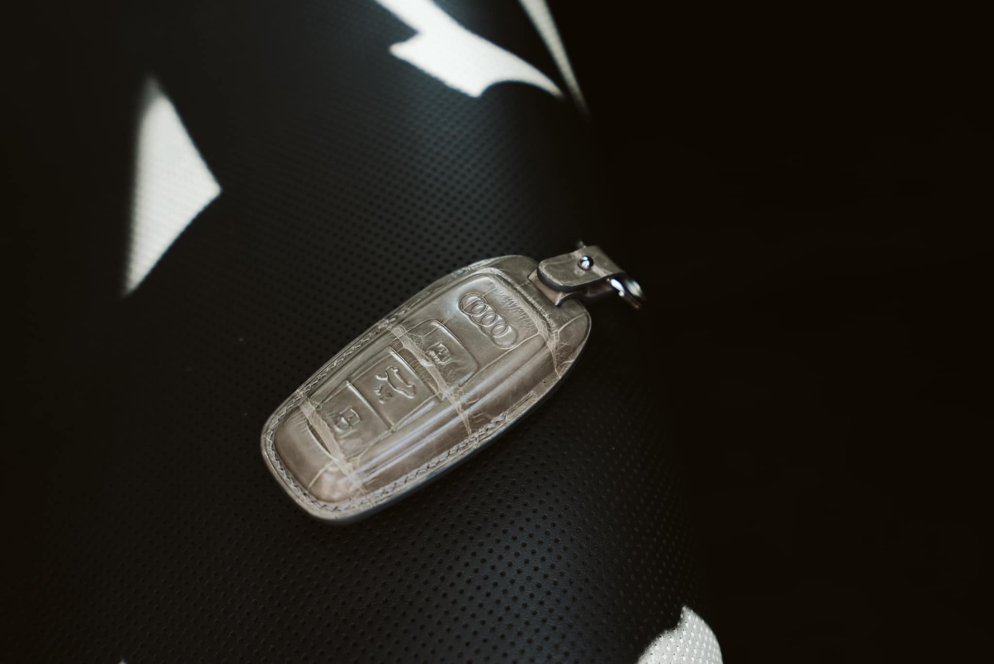 Bespoke Key Fob Cover in Grey Crocodile – Solitaire Official