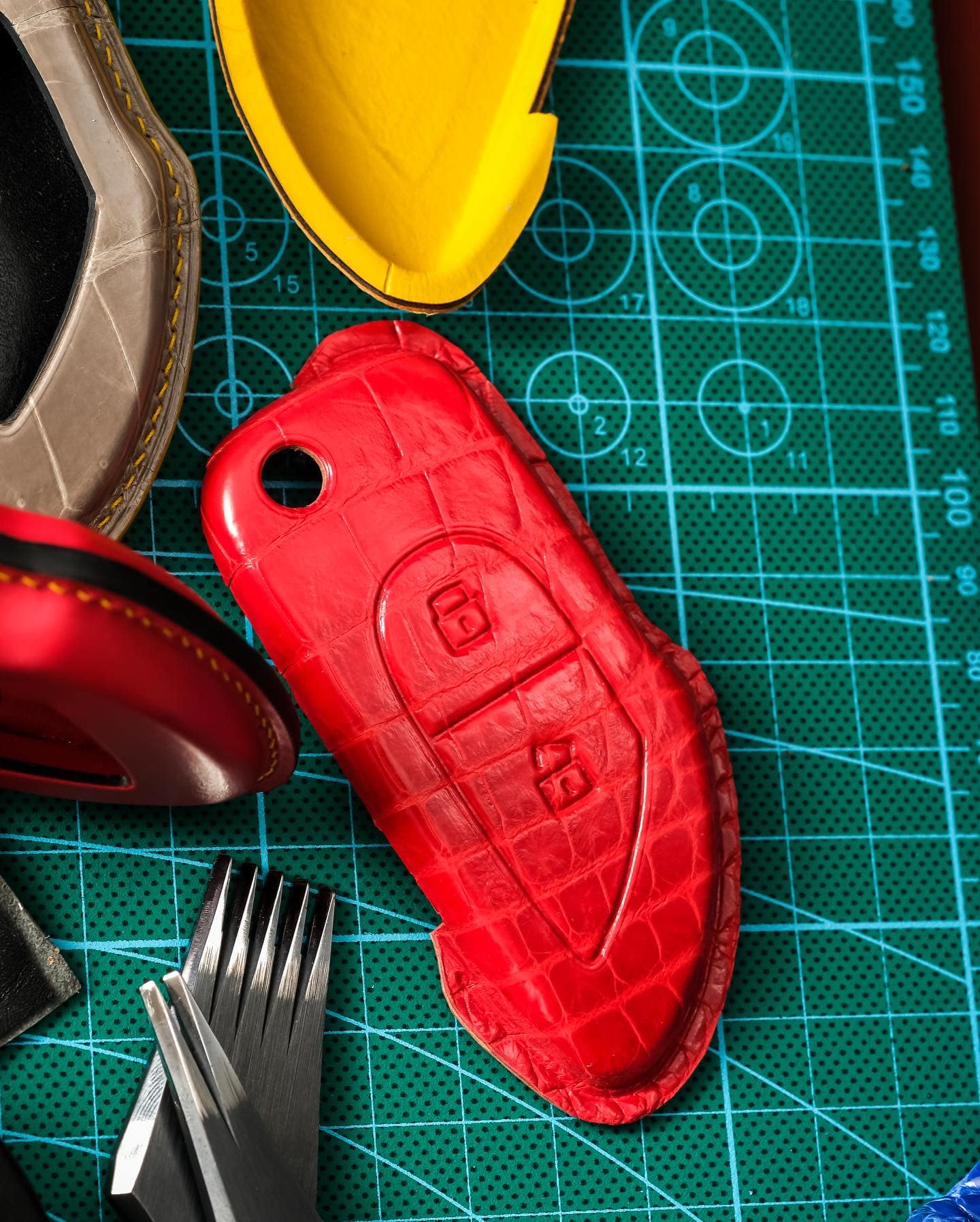 Bespoke Key Fob Covers in Ferrari Red Crocodile & Red Nappa – Solitaire ...