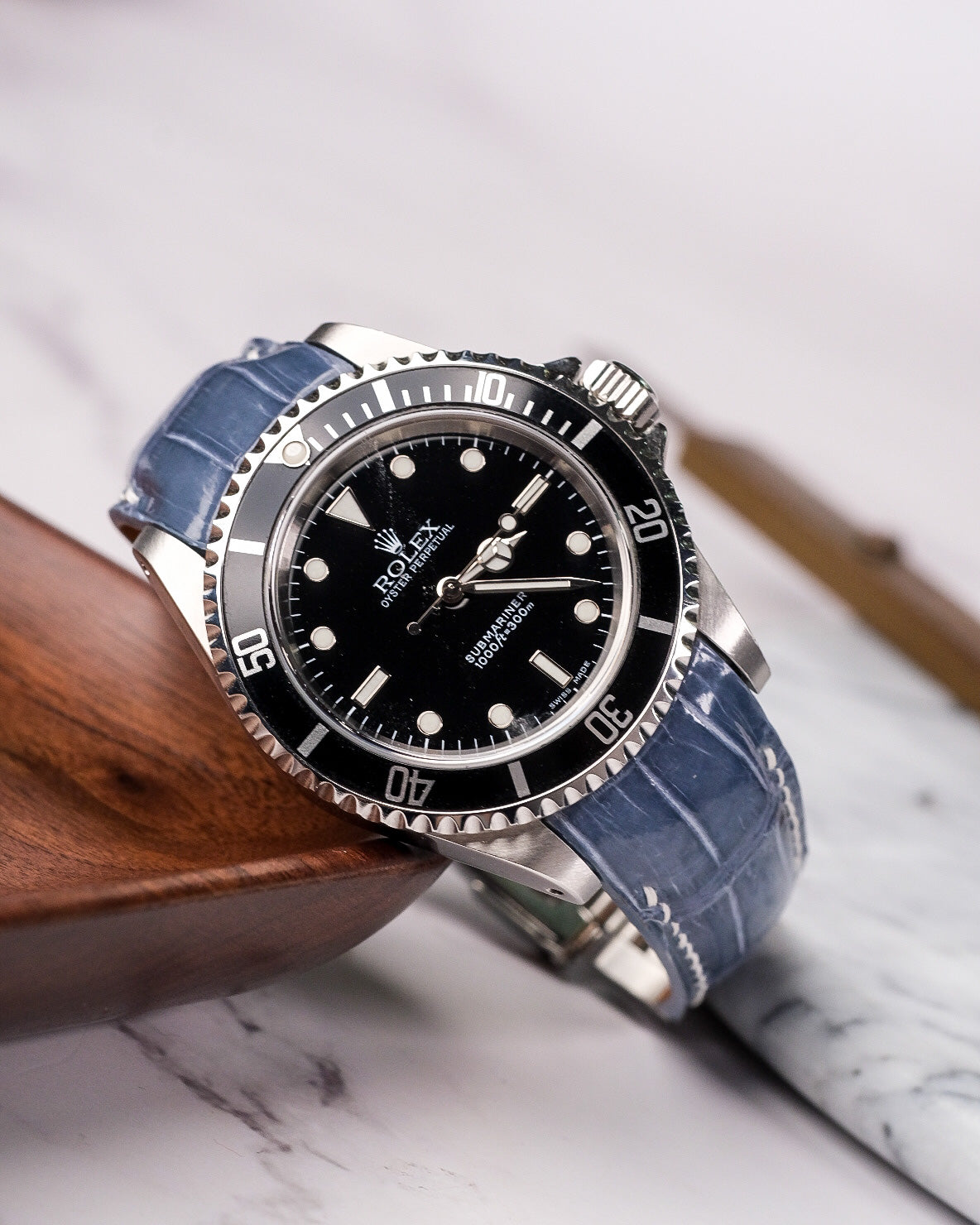 Bespoke Watch Strap In Icy Blue Alligator – Solitaire Official