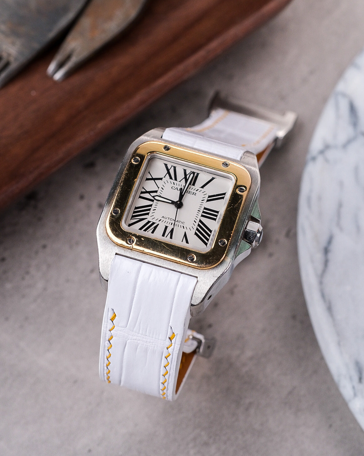 Bespoke Watch Strap in White Crocodile – Solitaire Official